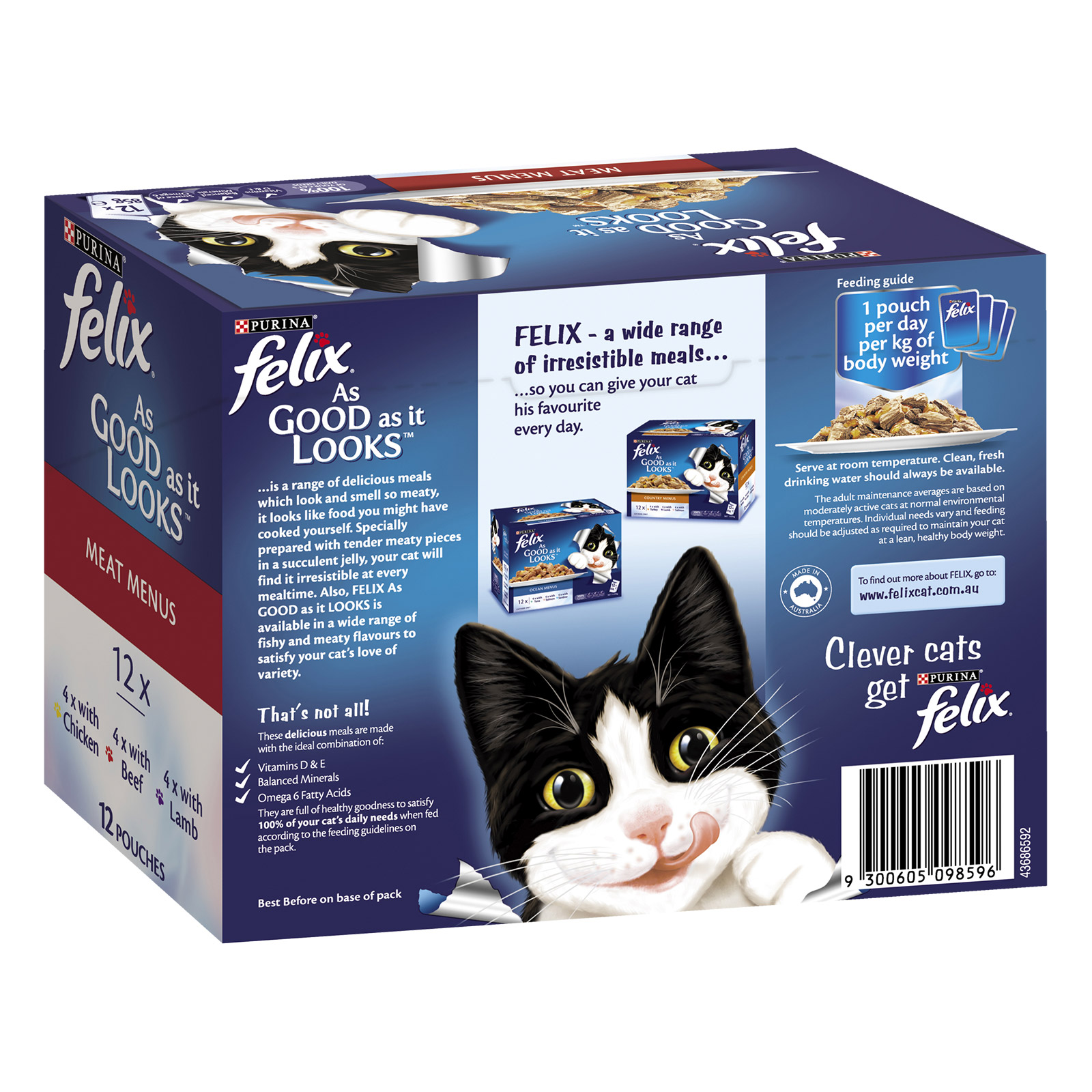 Felix Multipack Meat Menu Chicken Lamb Beef In Jelly Pouches Wet Cat ...
