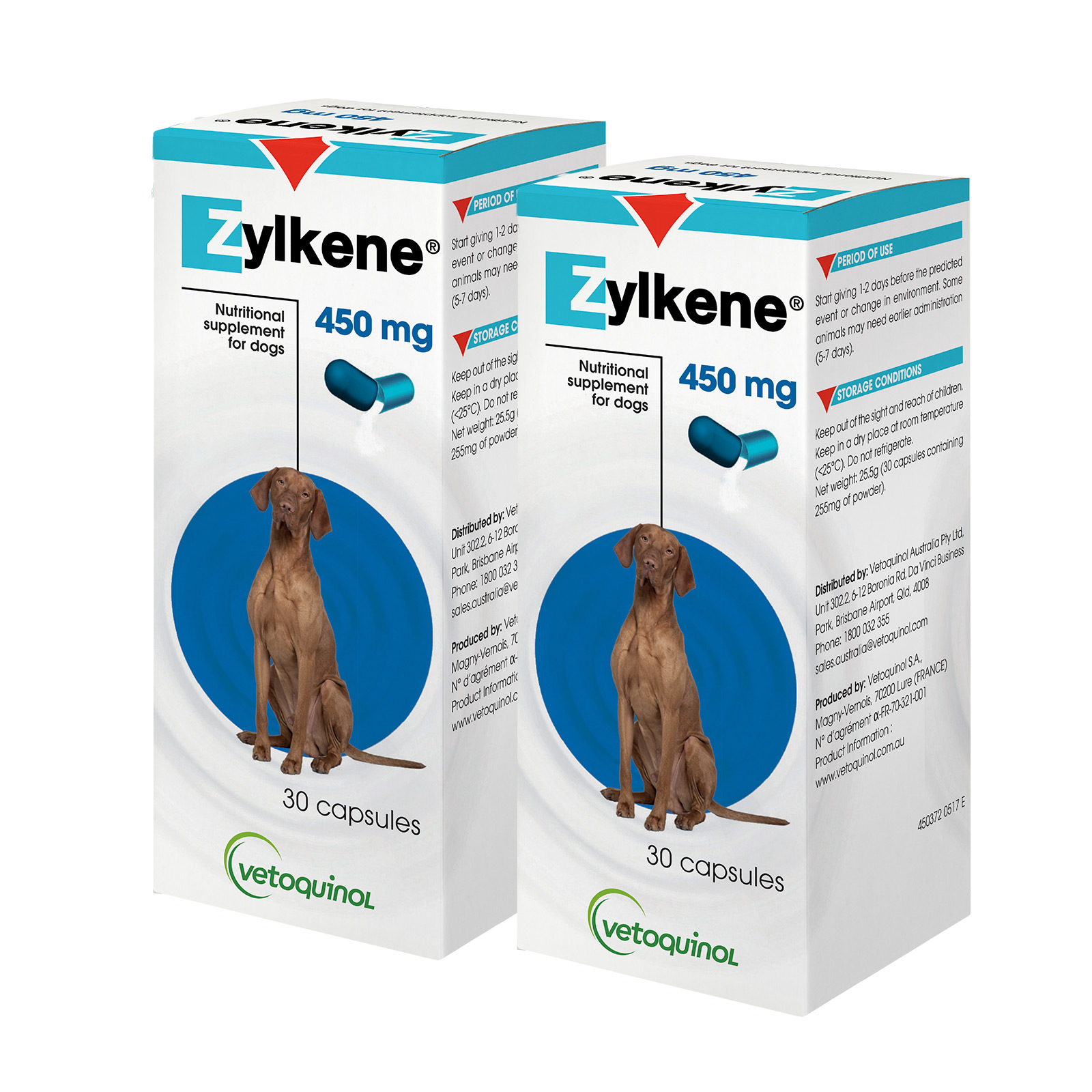 Zylkene Calming Nutritional Supplement For Dogs 450mg x 60 Capsules (30 ...