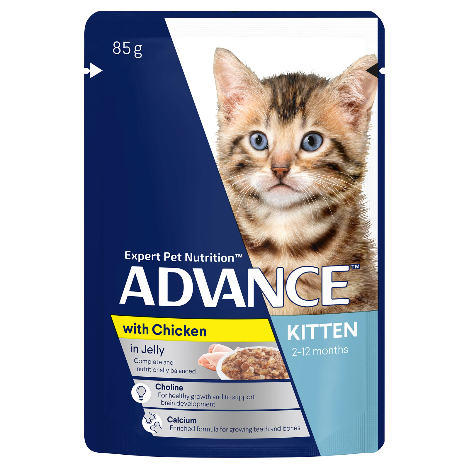Advance With Chicken In Jelly Kitten 2-12 Months Pouches Wet Cat Food ...