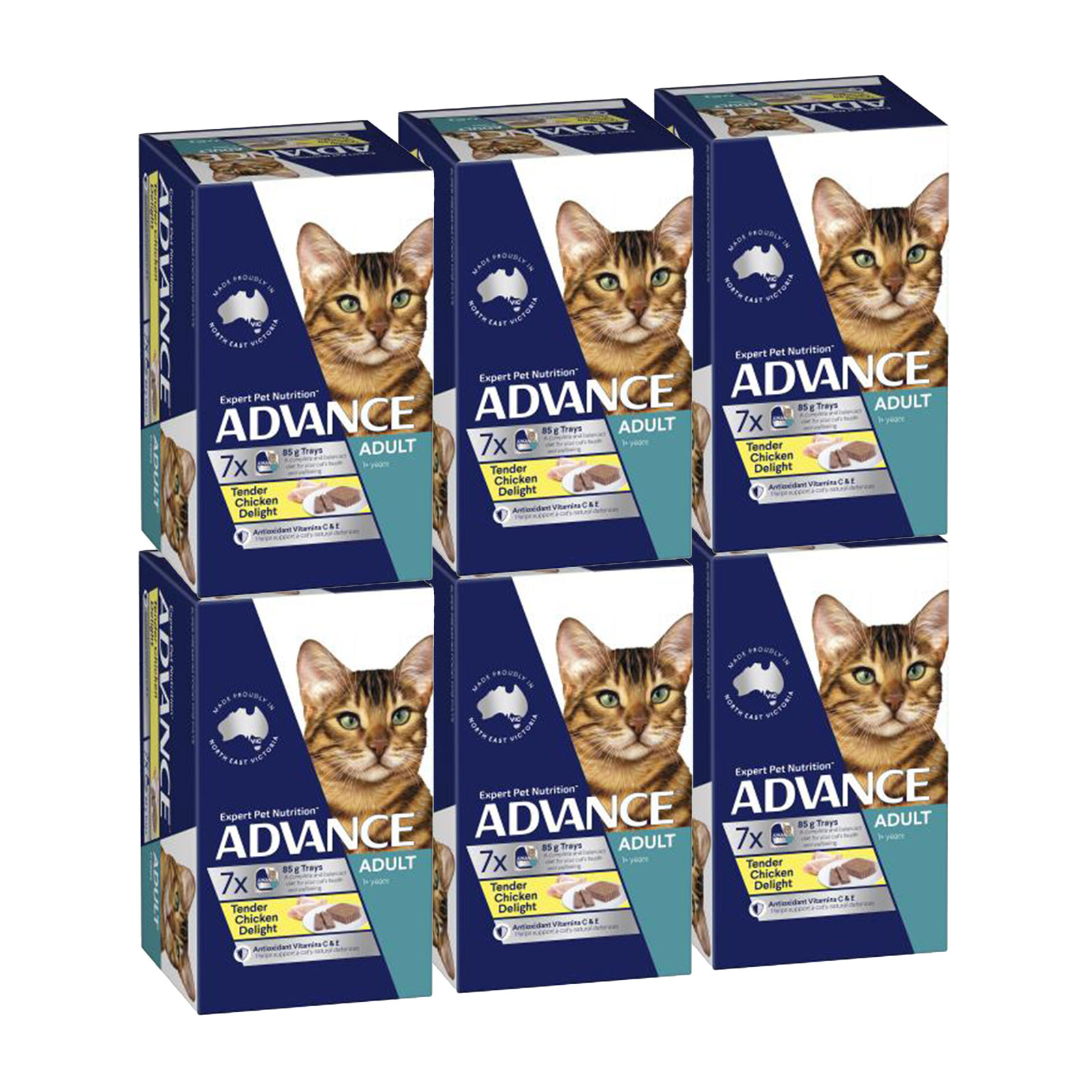 Advance Tender Chicken Adult 1+ Years Tray Canned Wet Cat Food 85g x 42 ...