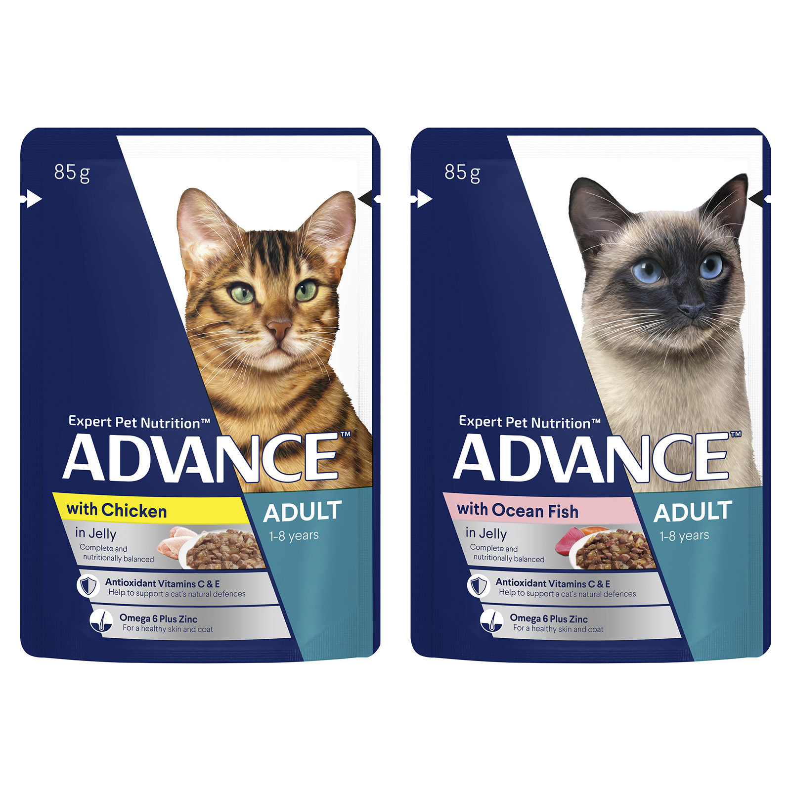 Advance Multipack With Chicken And Ocean Fish In Jelly Adult 1+ Years ...