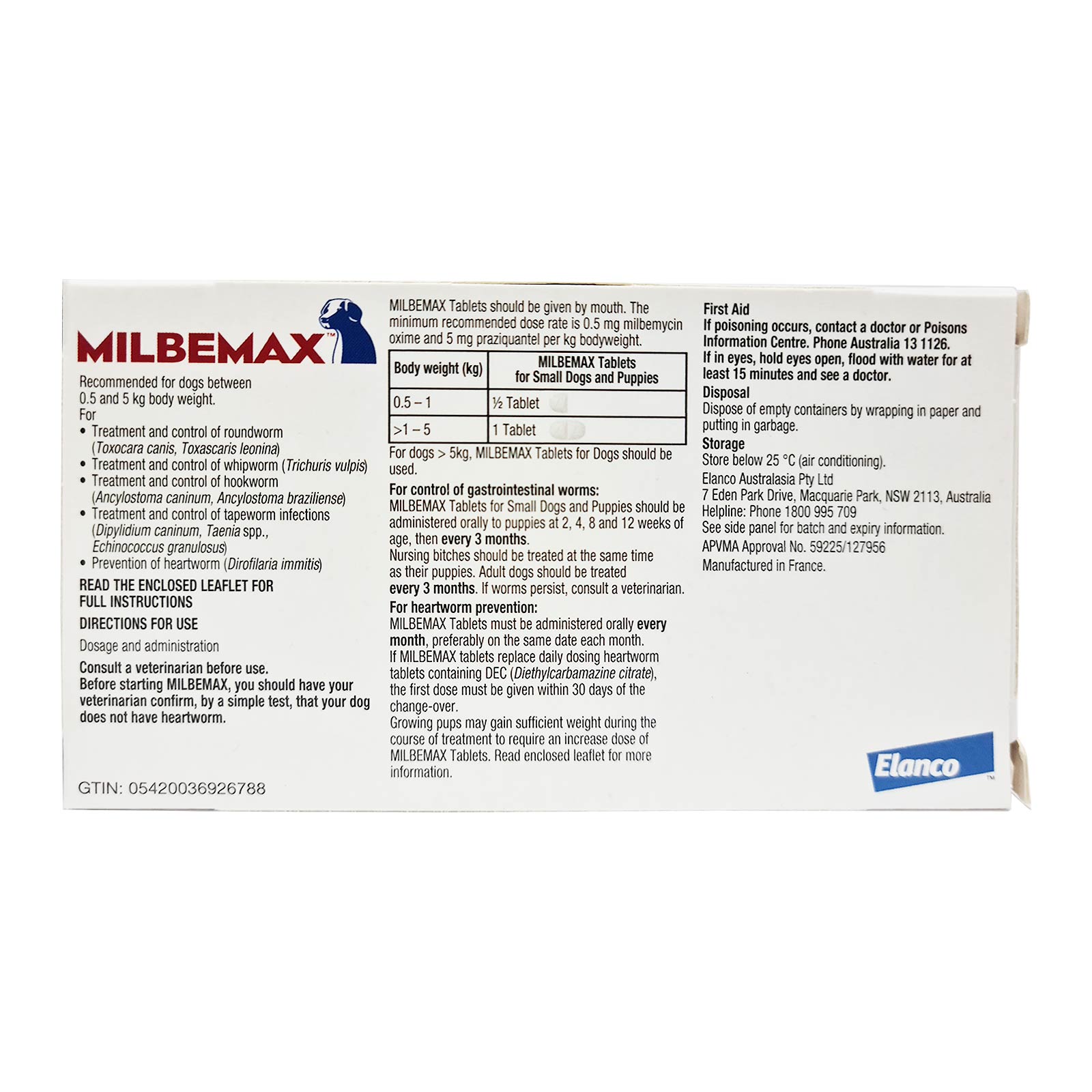 Milbemax Allwormer For Small Dogs 0.5 - 5kg 50 Tablets - $179.07