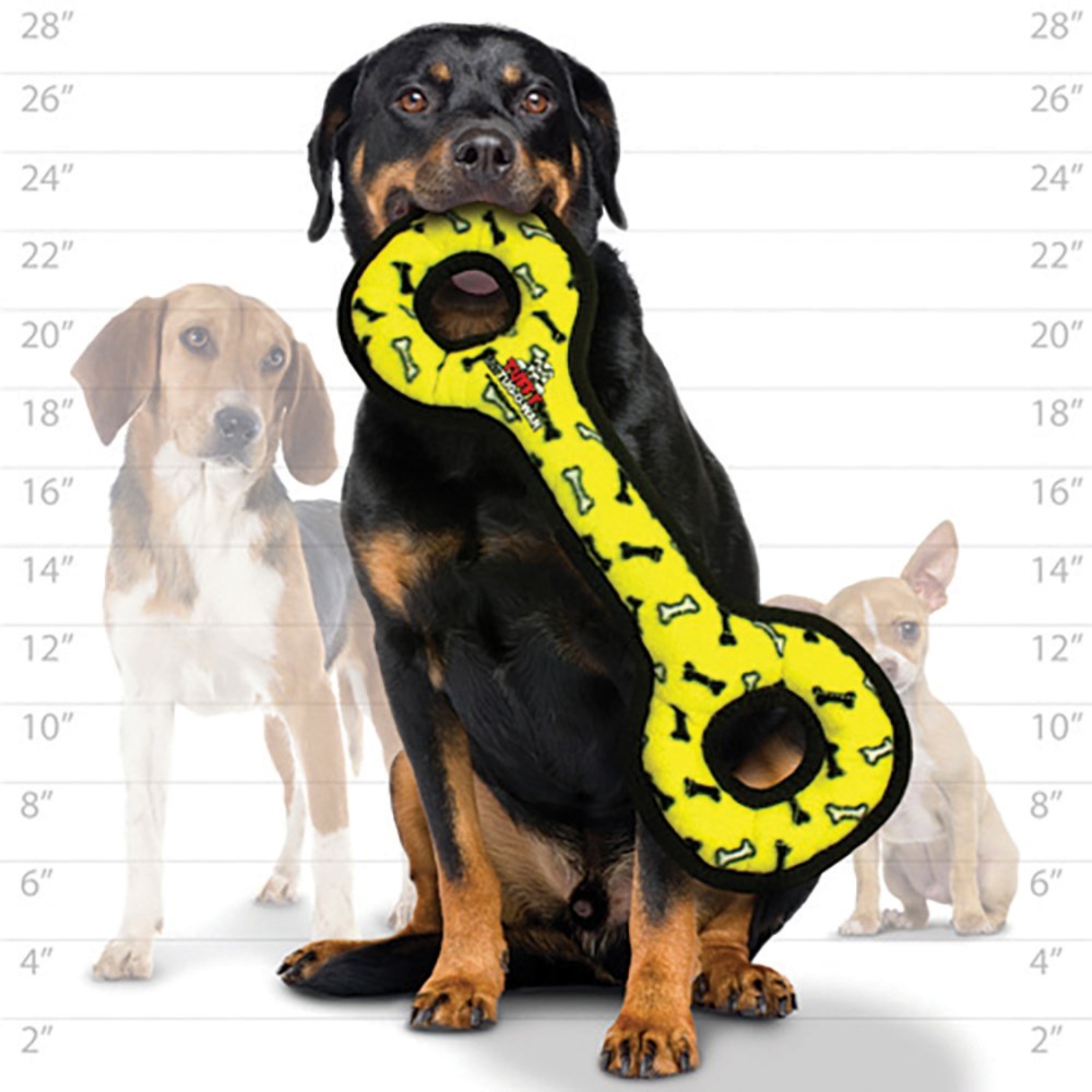 Tuffy Ultimates Tug O War Yellow Bones Tough Plush Toy For Dogs 40.79