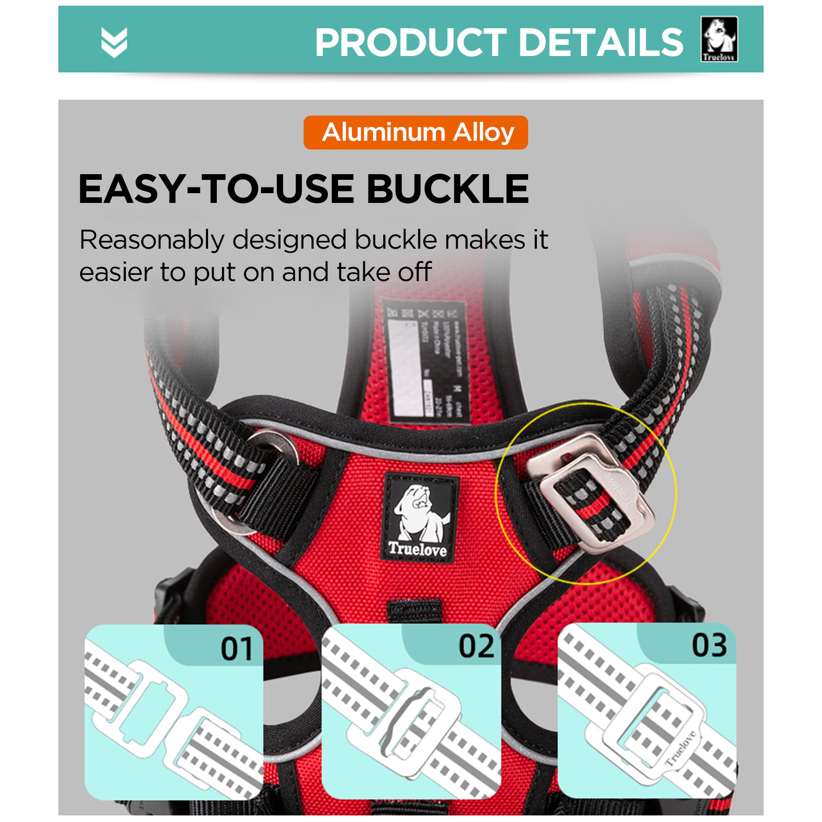 True Love No Pull Harness Nylon Reflective Red XLarge For Dogs - $59.99