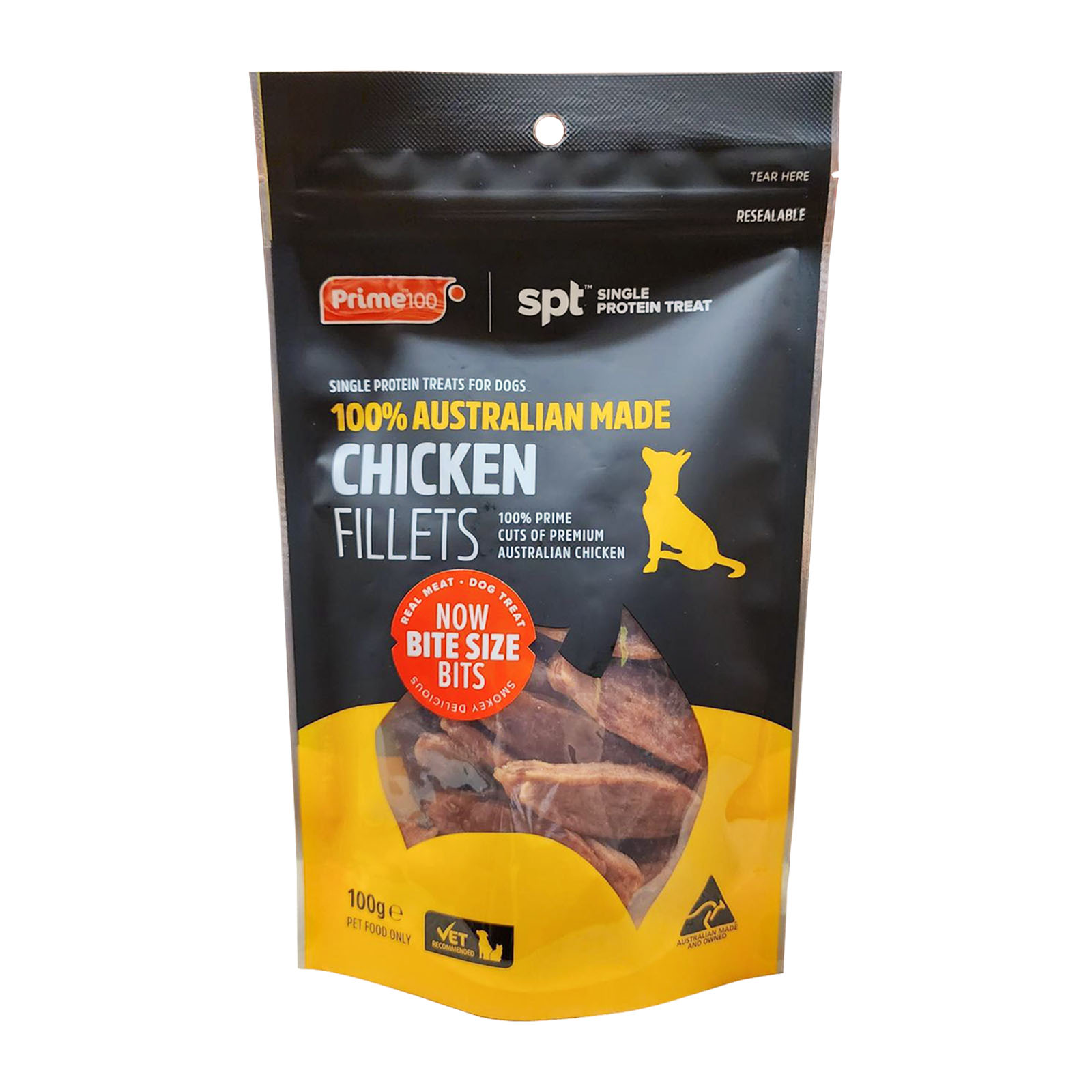 Prime100 SPT Single Protein Chicken Fillet Treats For Dogs 100g - $9.59