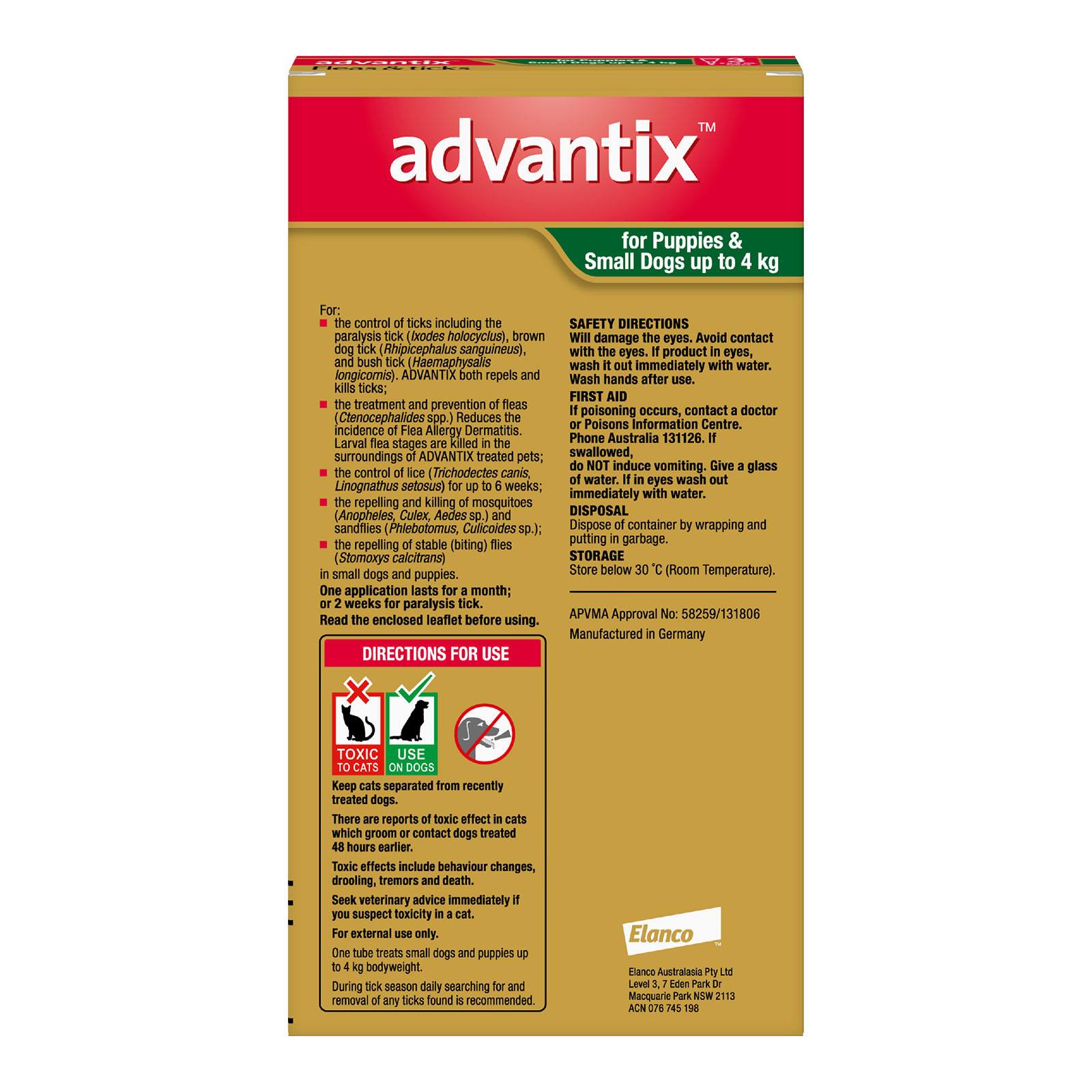 Advantix For Dogs Small Up To 4kg 3 Pack - $58.08