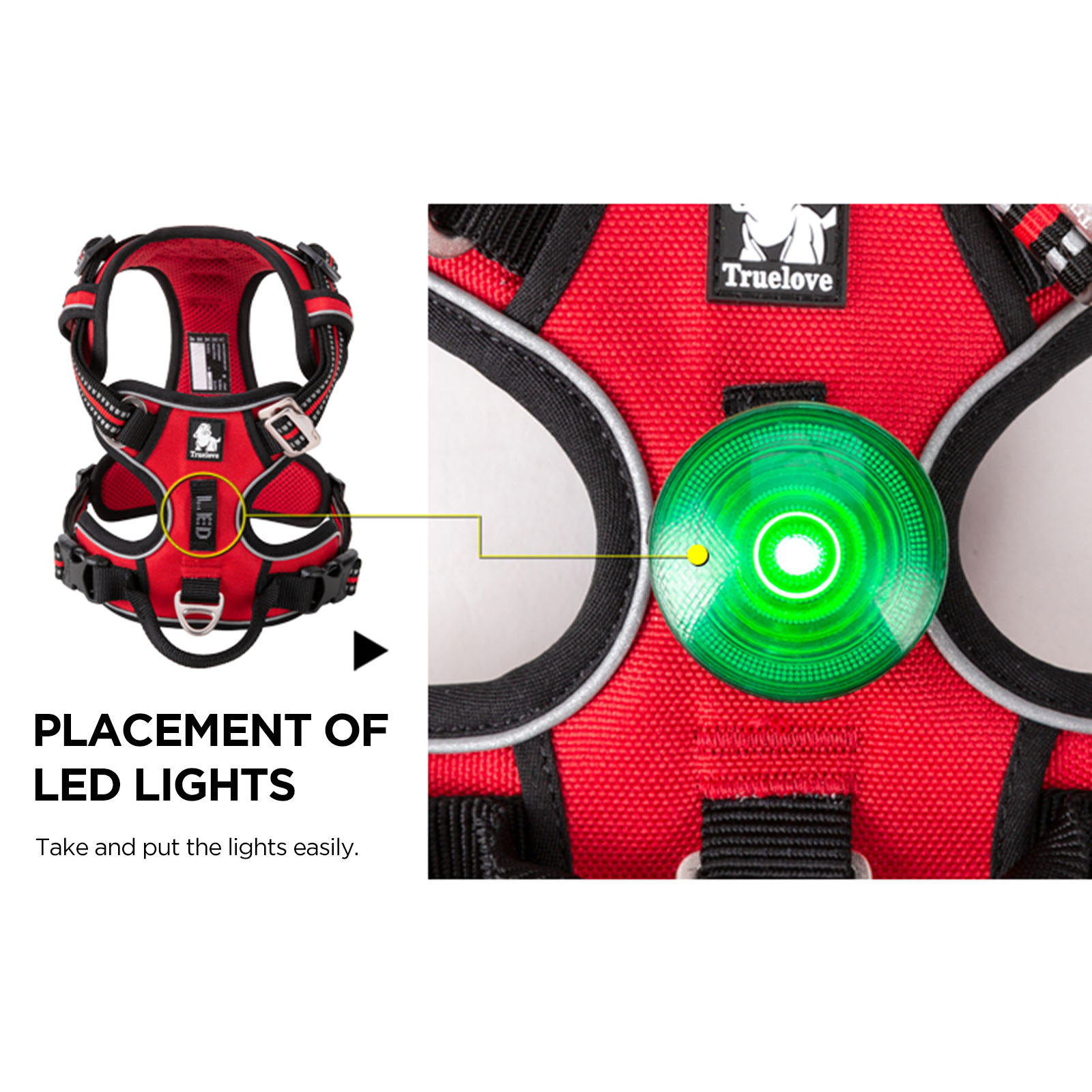True Love No Pull Harness Nylon Reflective Red XLarge For Dogs - $59.99