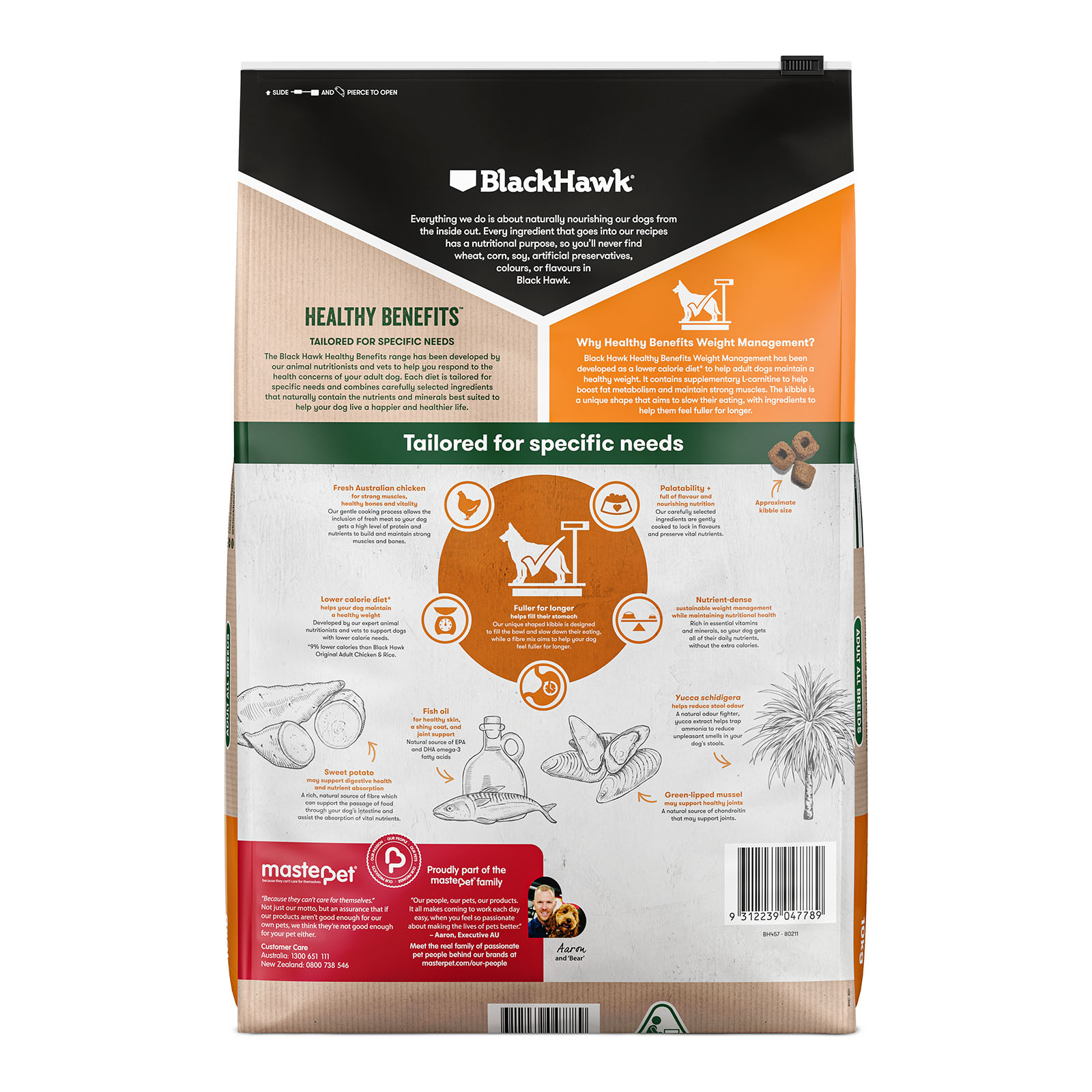Black Hawk Healthy Benefits Weight Management Dry Dog Food 10kg - $122.53