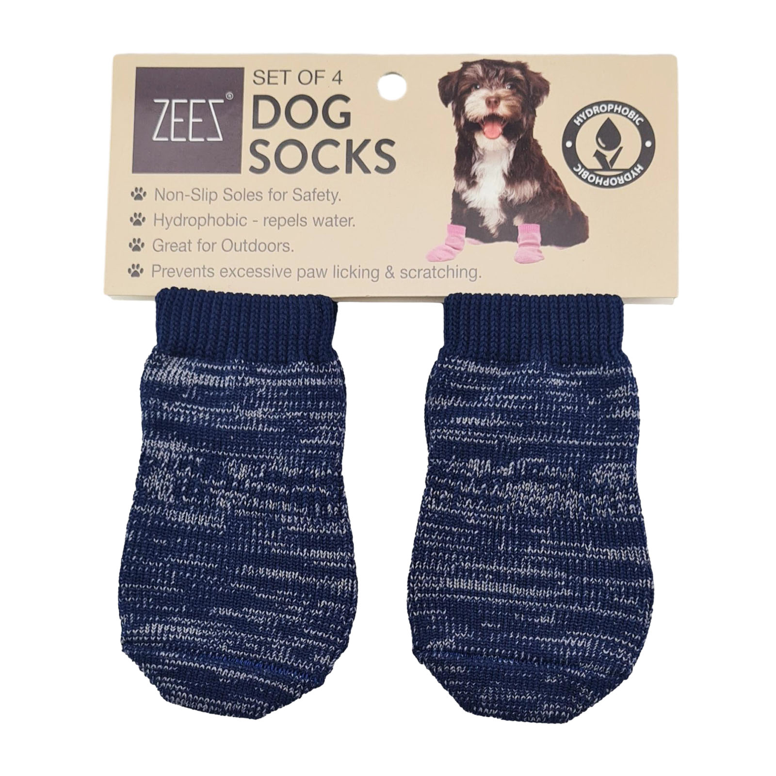 Zeez Hydrophobic Non-Slip Knitted Pet Socks Navy 4XLarge For Dogs - $15.99
