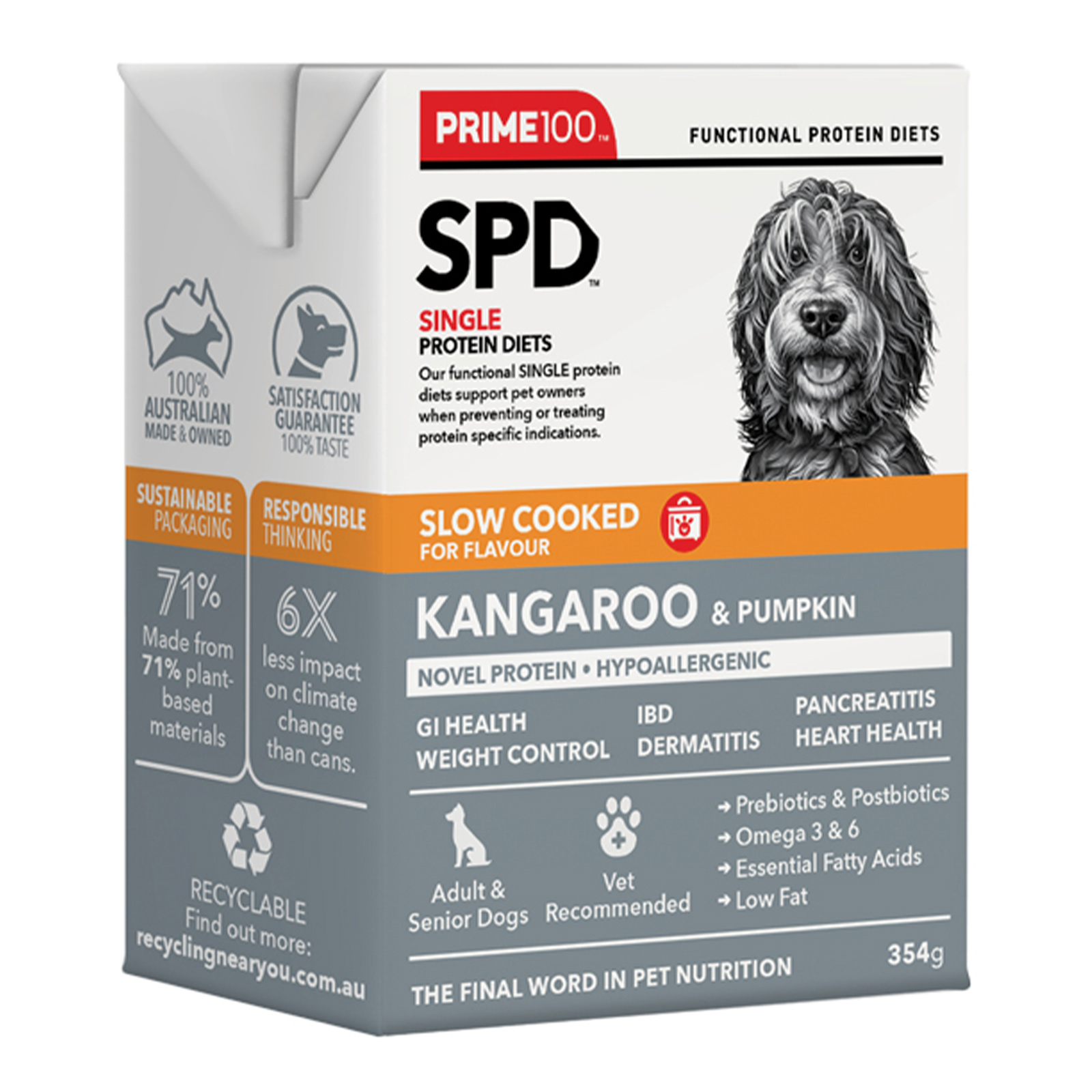 Prime100 SPD Slow Cooked Kangaroo & Pumpkin Single Protein Adult Wet ...