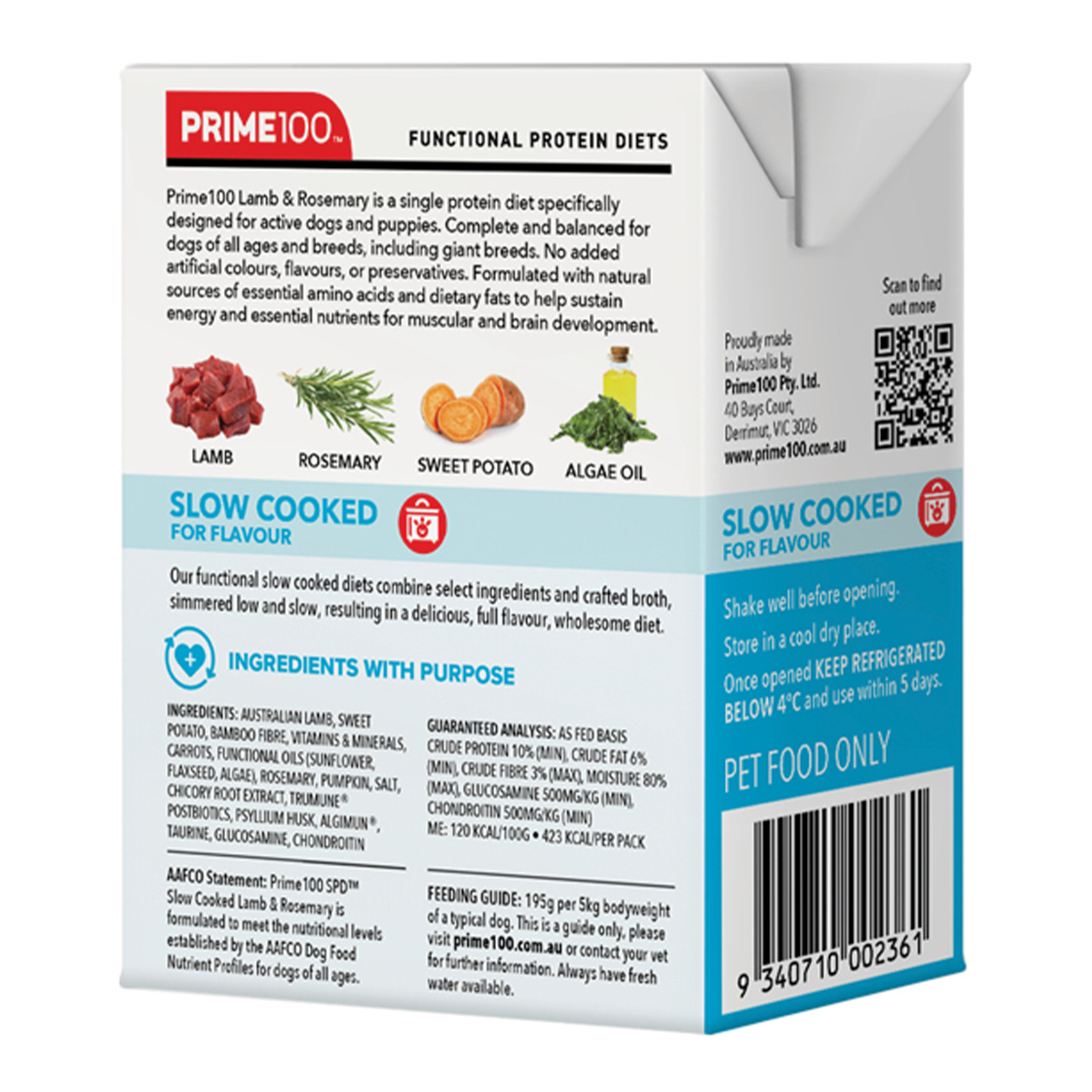 Prime100 SPD Slow Cooked Lamb & Rosemary Single Protein Adult Wet Dog ...