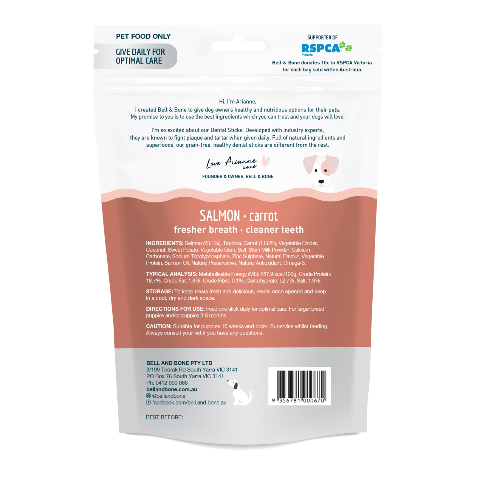 Bell And Bone Dental Chews Salmon and Carrot for Big Puppies 7 Pack ...