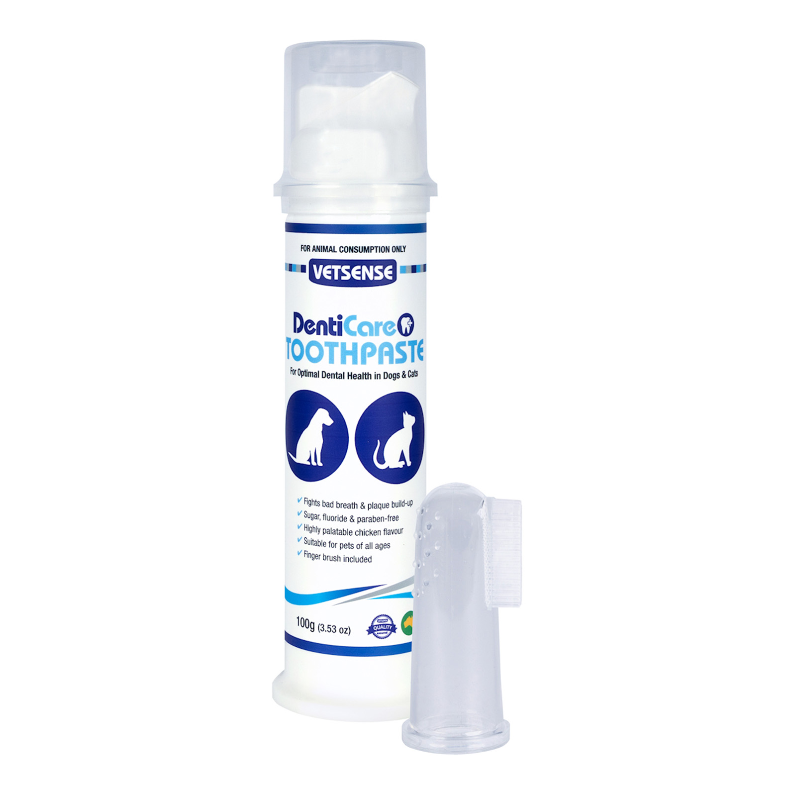 Vetsense DentiCare Toothpaste Kit with Fingerbrush for Cats and Dogs ...