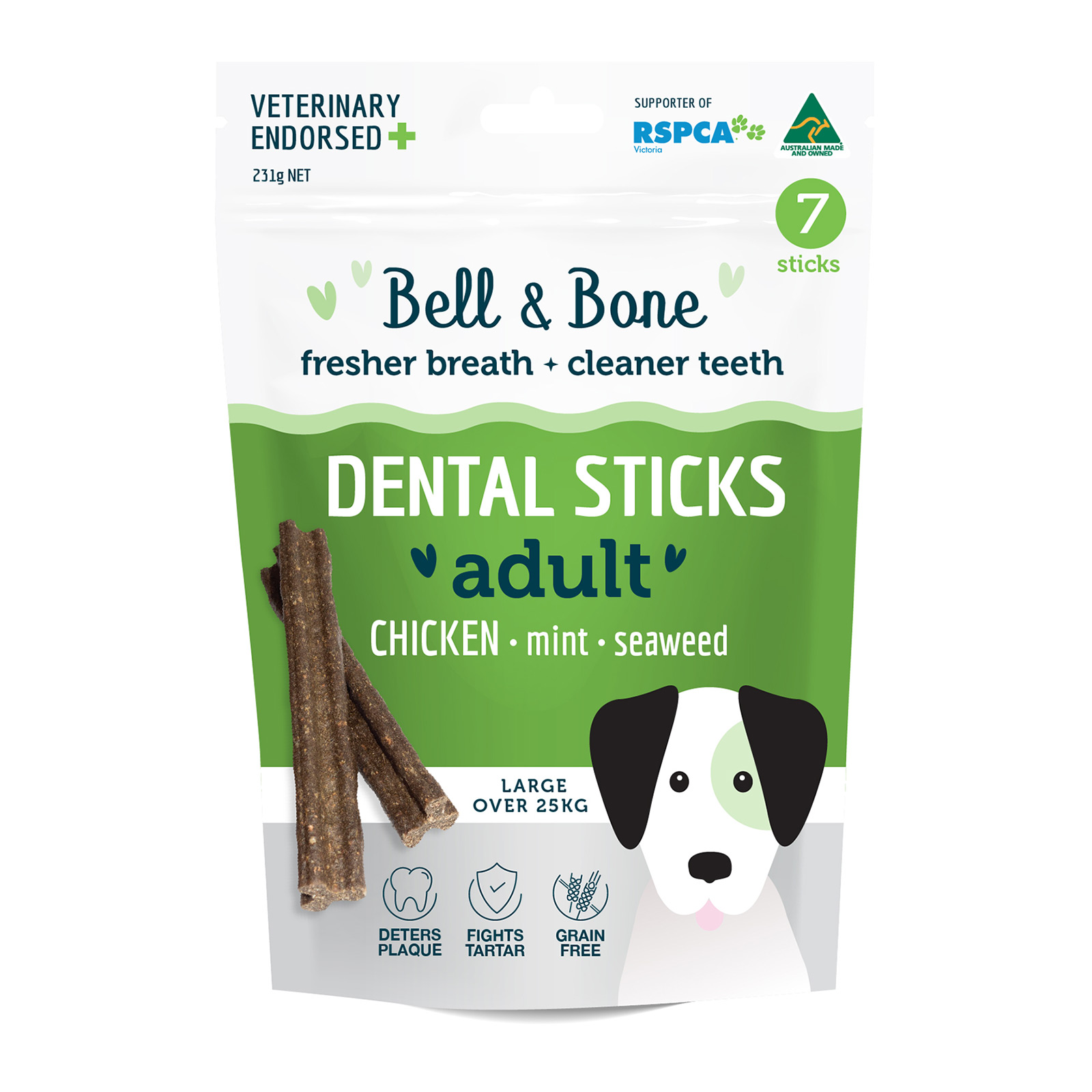 Bell And Bone Dental Sticks Chicken Mint and Seaweed for Large Dogs ...