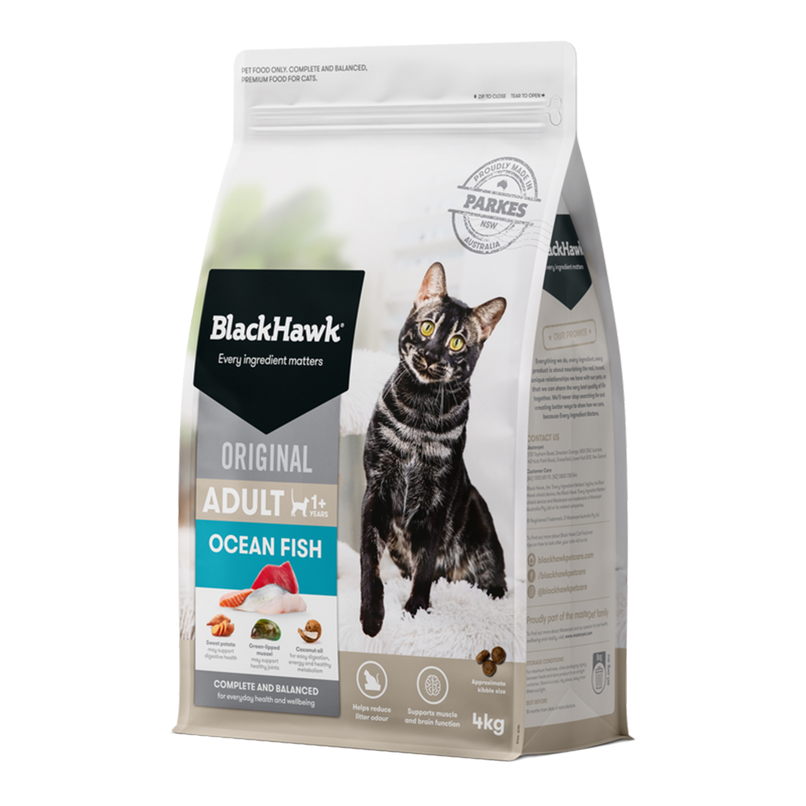 Black Hawk Original Ocean Fish Adult Dry Cat Food 4kg - $56.94
