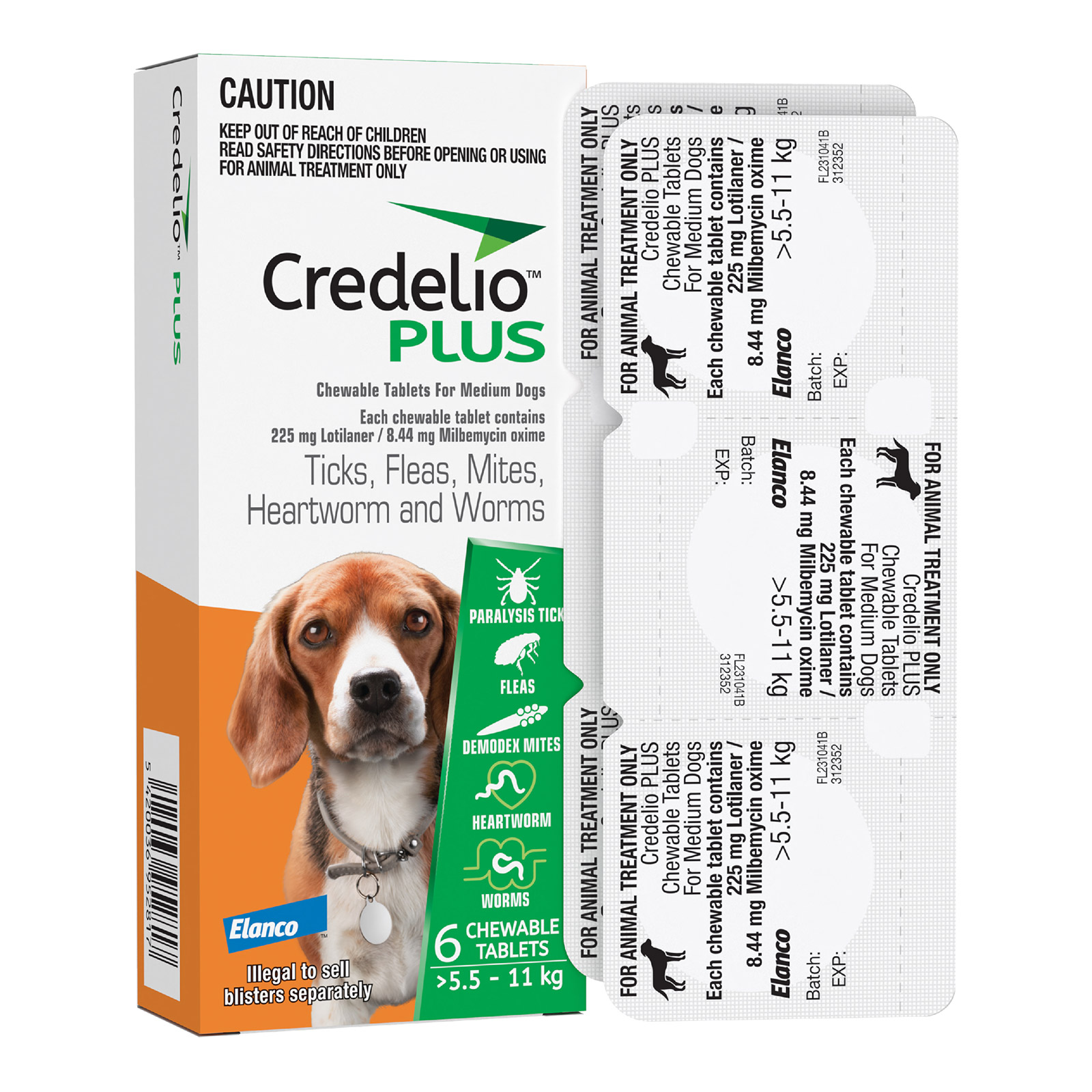 Credelio Plus For Medium Dogs 5.5-11kg Orange 6 Pack - $99.99