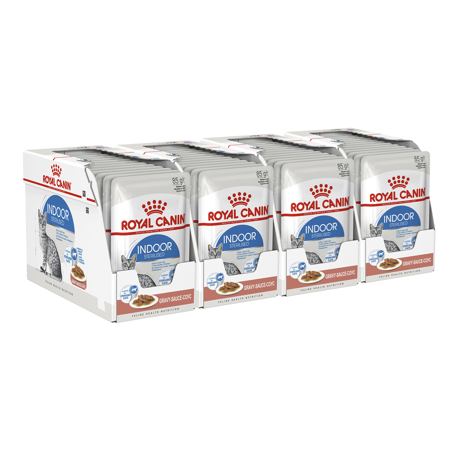 Royal Canin Indoor Sterilised Adult In Gravy Pouches Wet Cat Food 85g x ...
