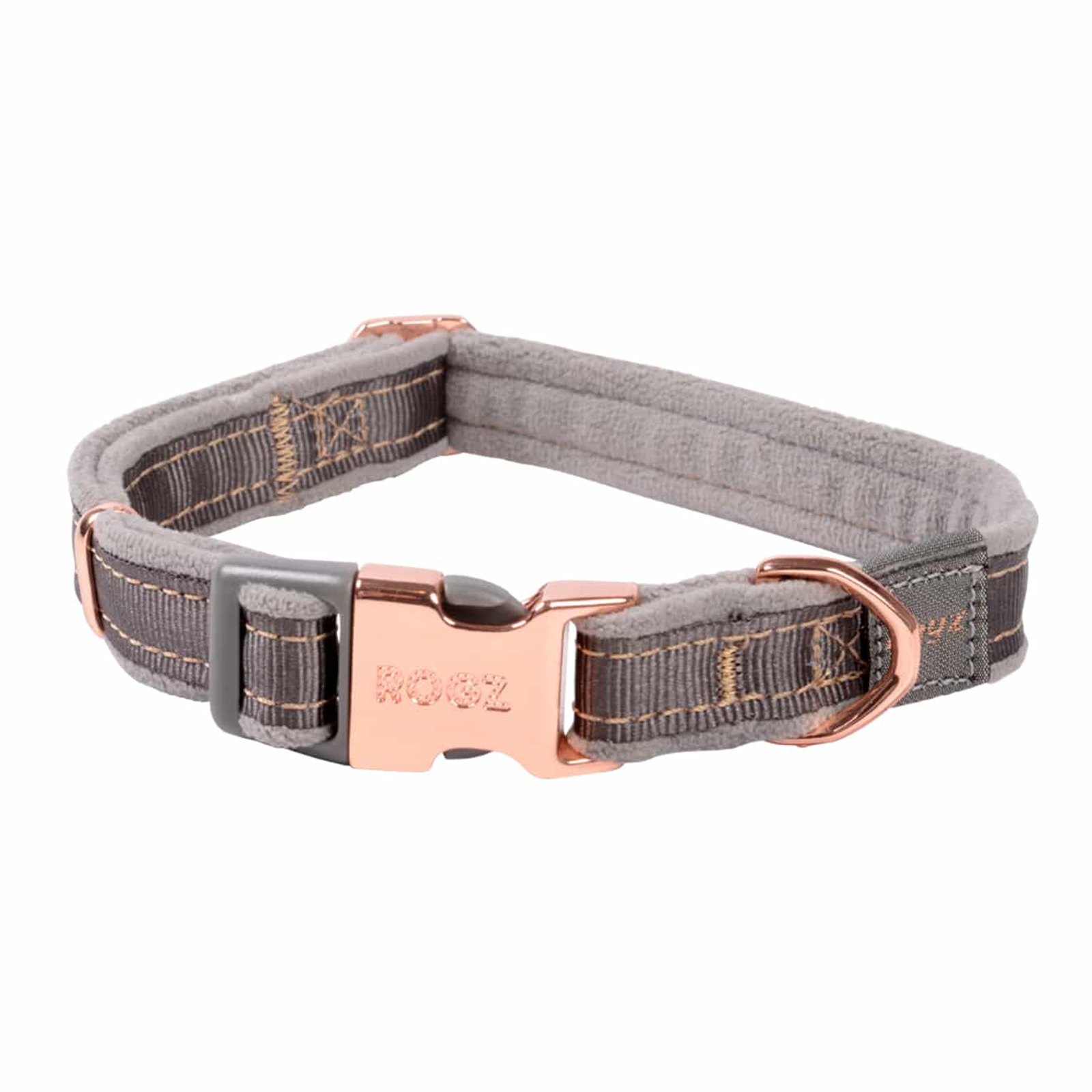 Rogz Urban Classic Plush Lined Adjustable Dove Grey Small Collar For ...