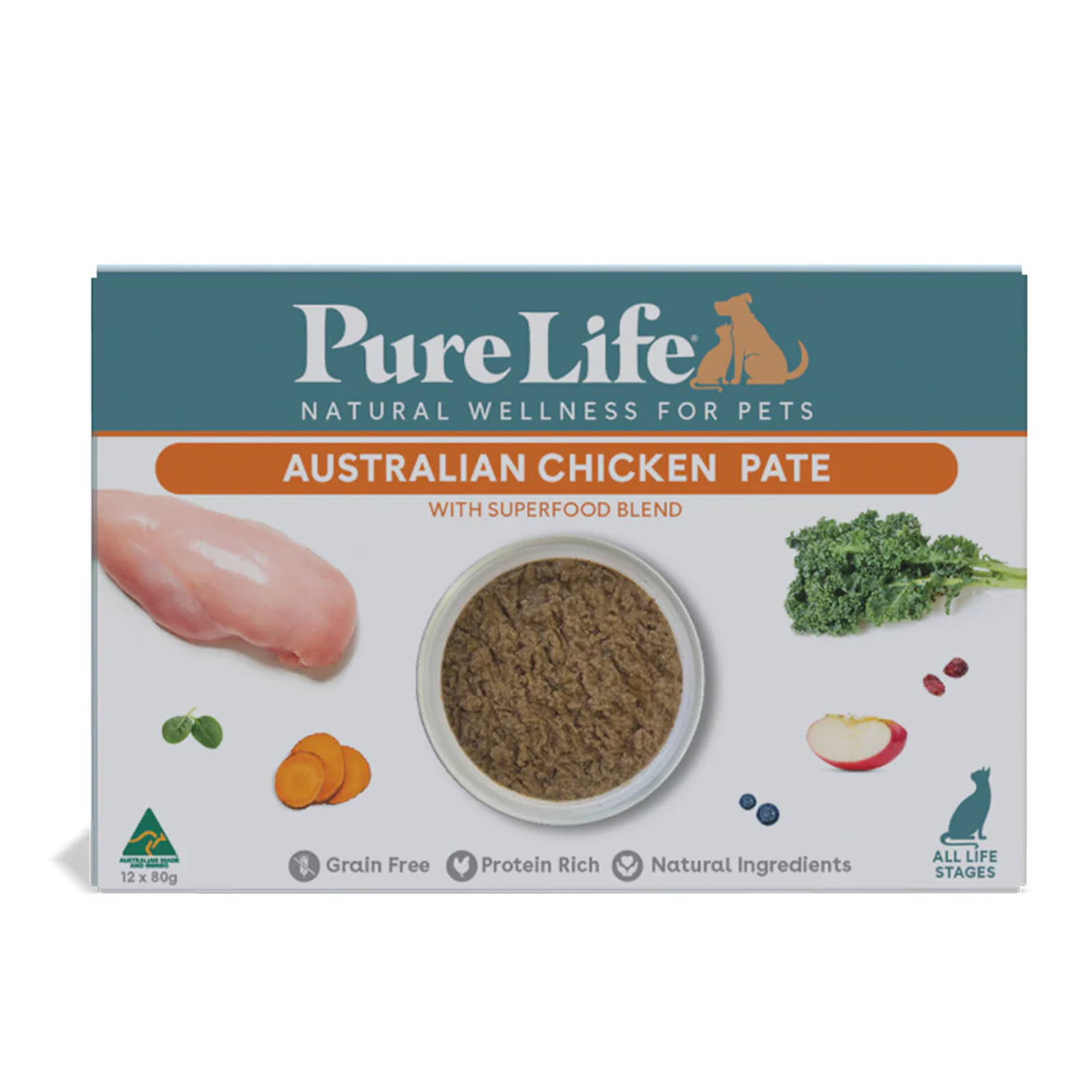 Pure Life Australian Chicken Pate With Superfood Blend Pouches Wet Cat ...