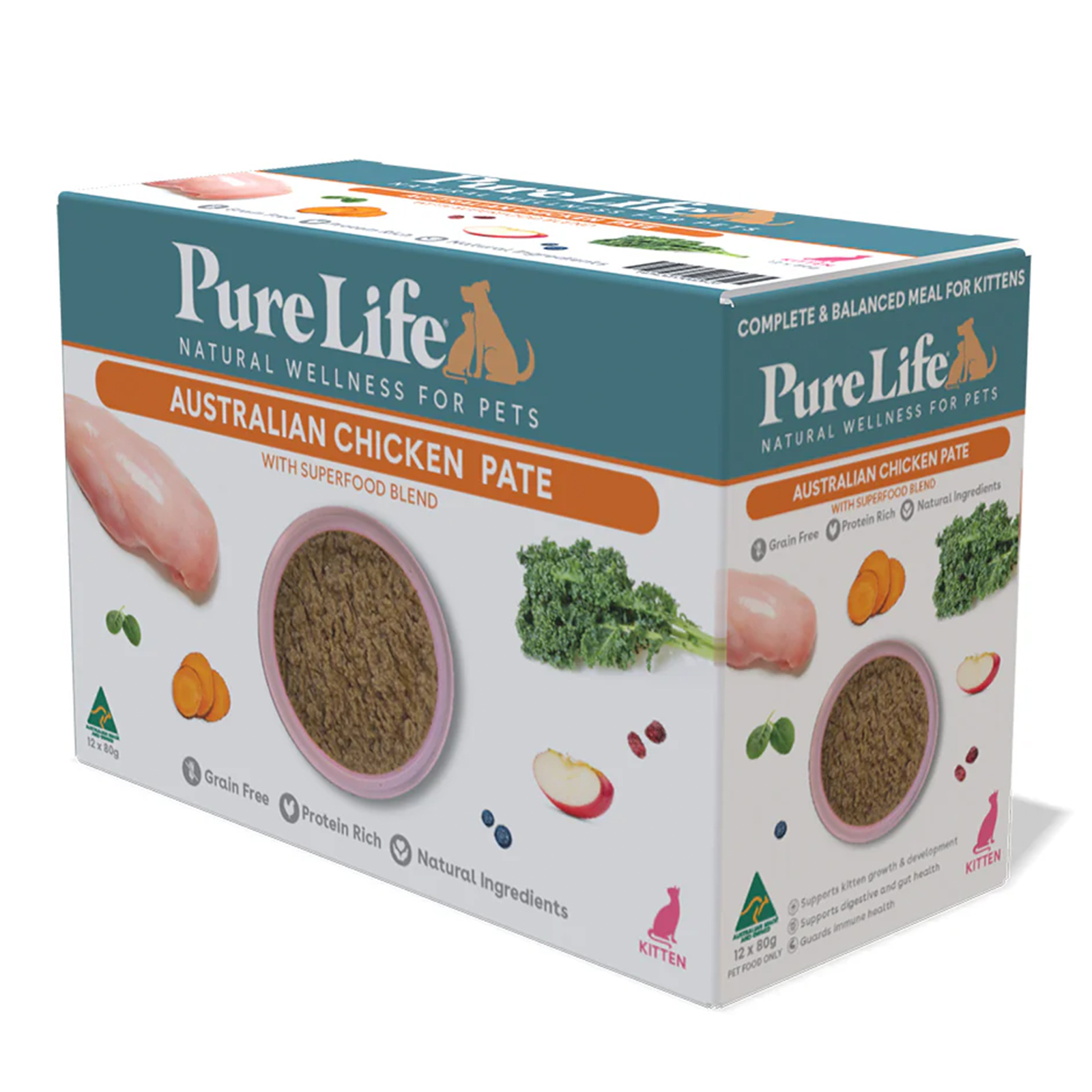 Pure Life Australian Chicken Pate With Superfood Blend Pouches Wet ...