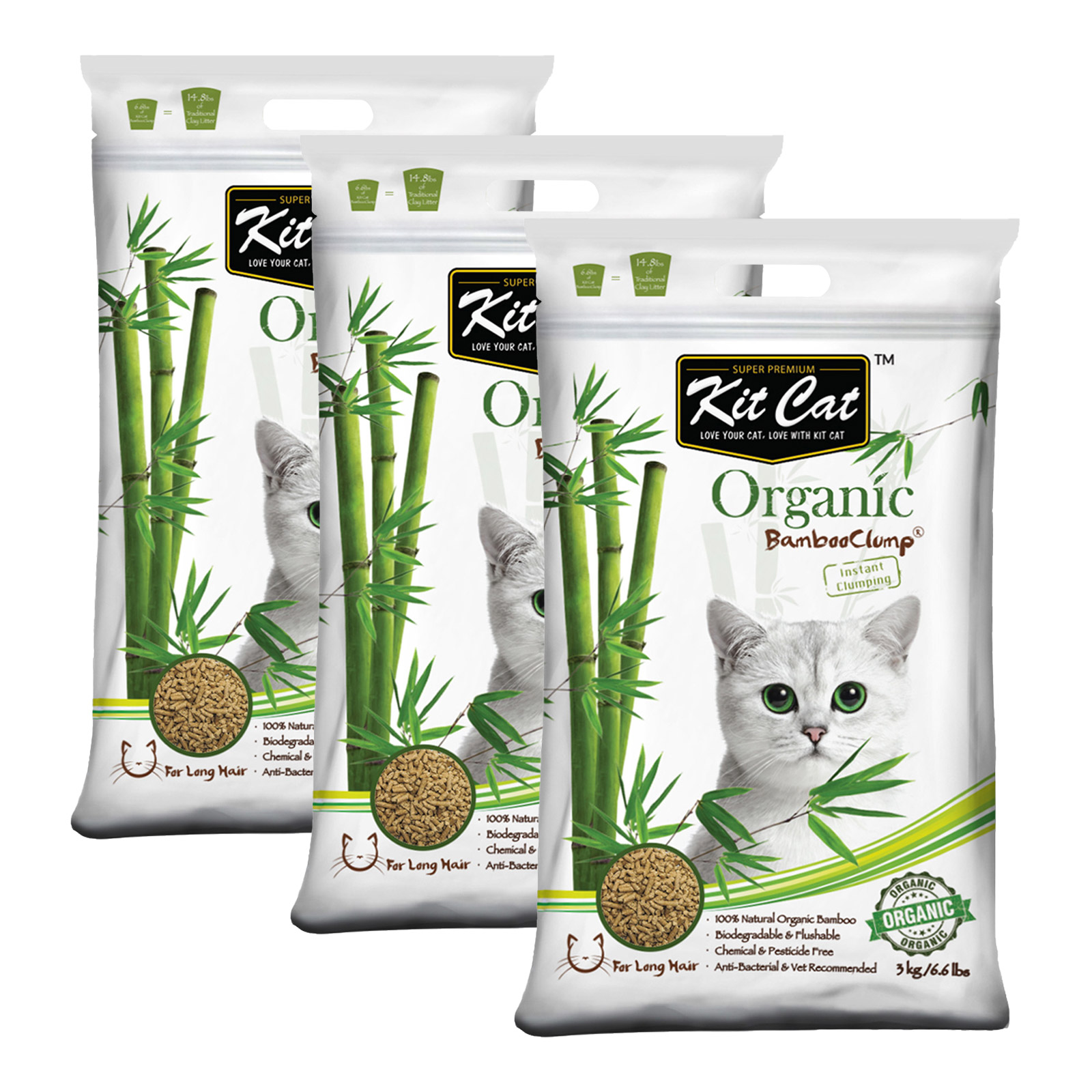 Kit Cat Natural Organic Bamboo Biodegradable Clumping Litter For Long ...