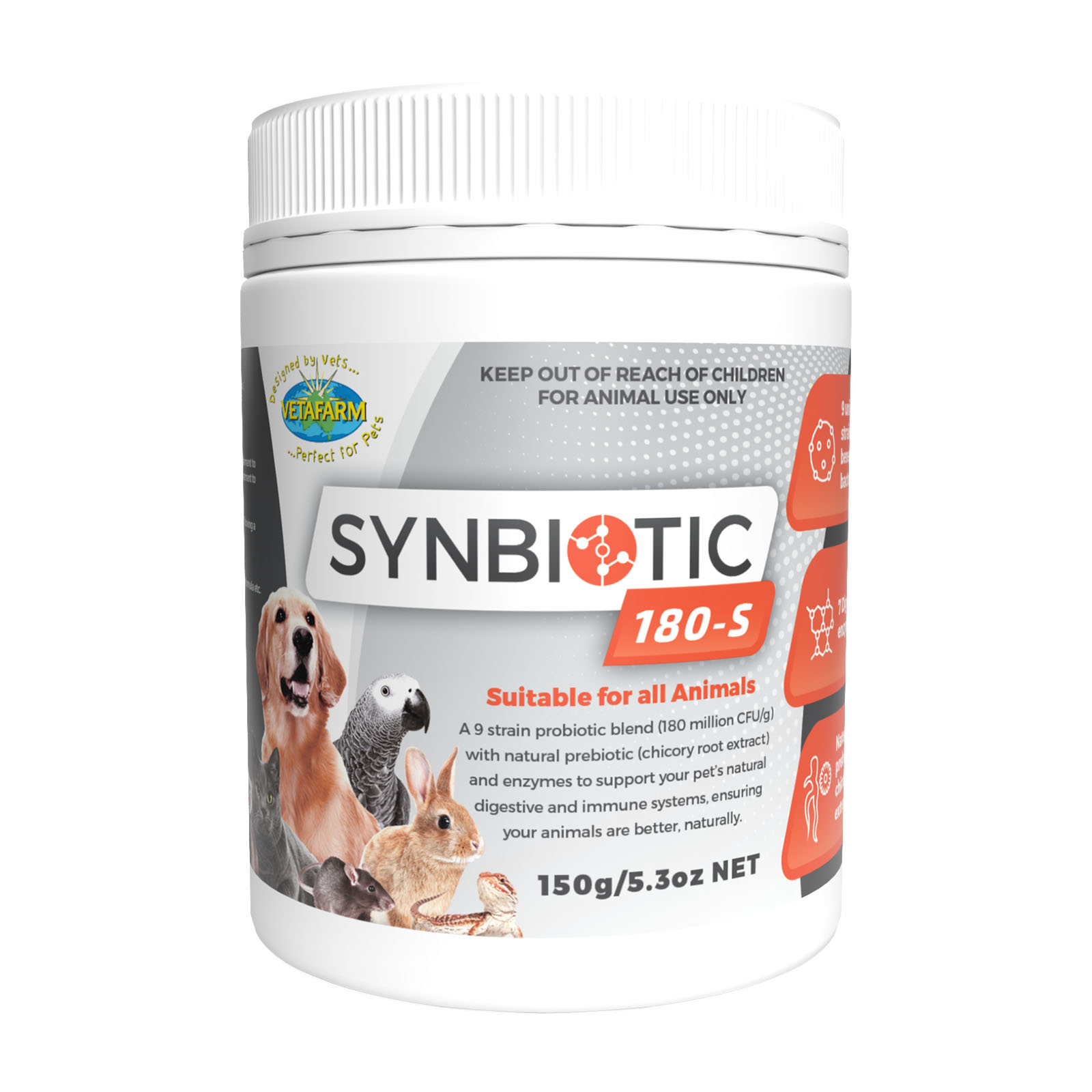 Vetafarm Synbiotic 180 S Multi Strain Probiotic With Prebiotics And ...