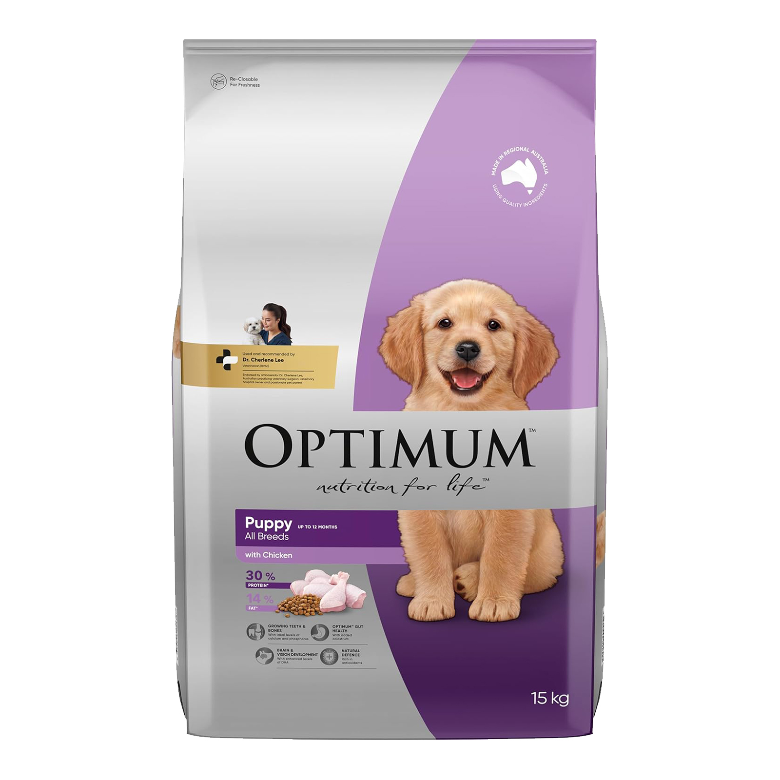 Optimum Chicken All Breeds Puppy Dry Dog Food 30kg - $135.02