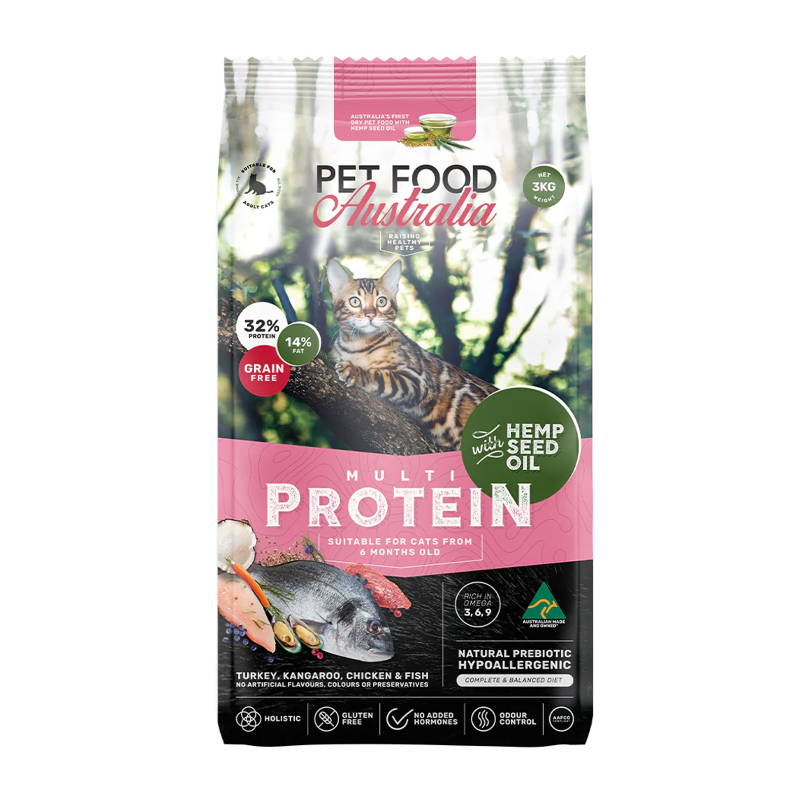 Pet Food Australia Multi Protein Grain Free Adult Dry Cat Food 3kg - $39.95
