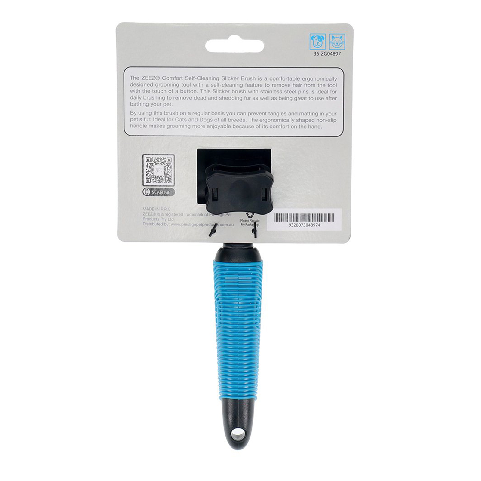 Zeez Comfort Self Cleaning Slicker Brush Large Non Slip Handle With ...