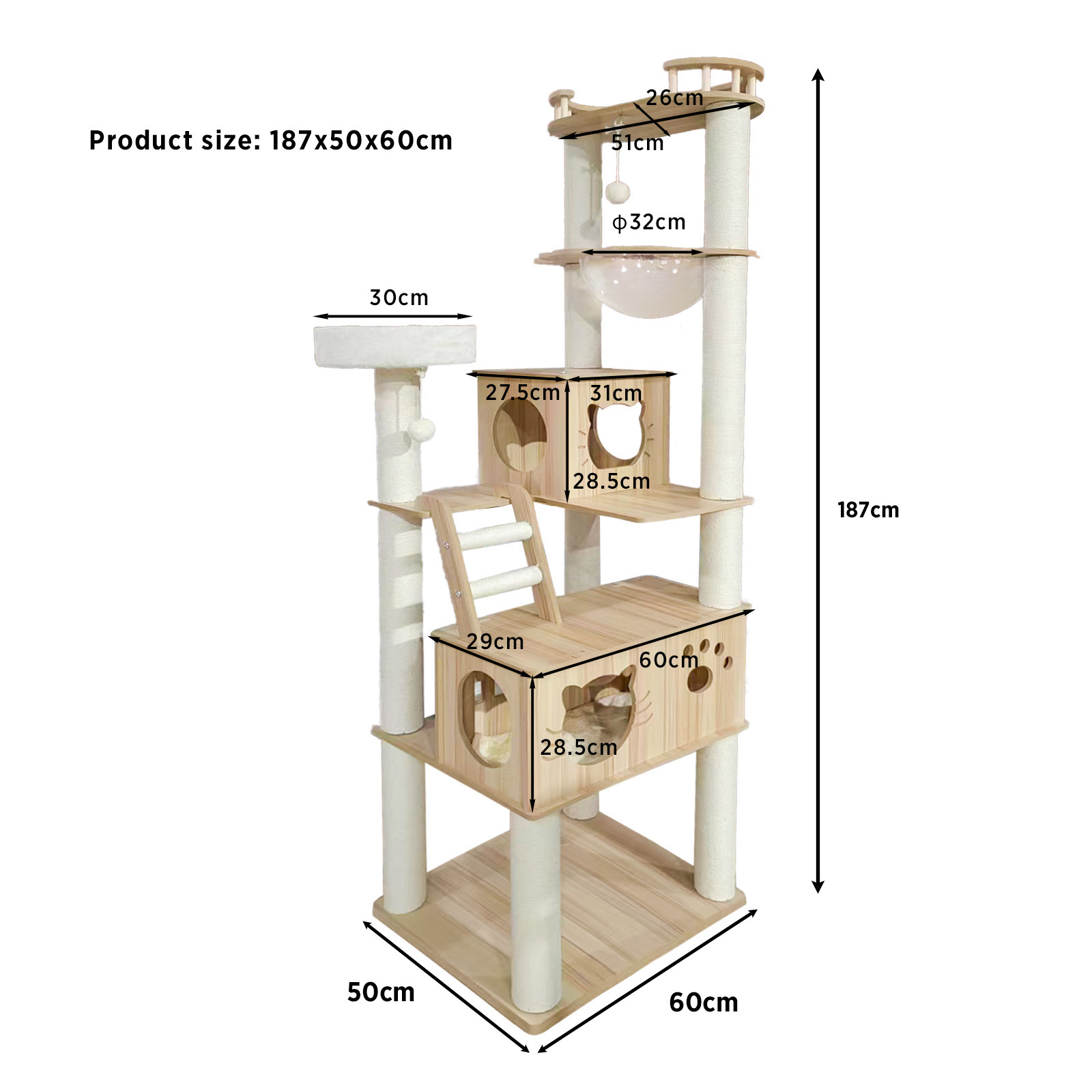 Minx Sky Terrace Deluxe Multi Level Easy Care Scratcher Tree For Cats ...