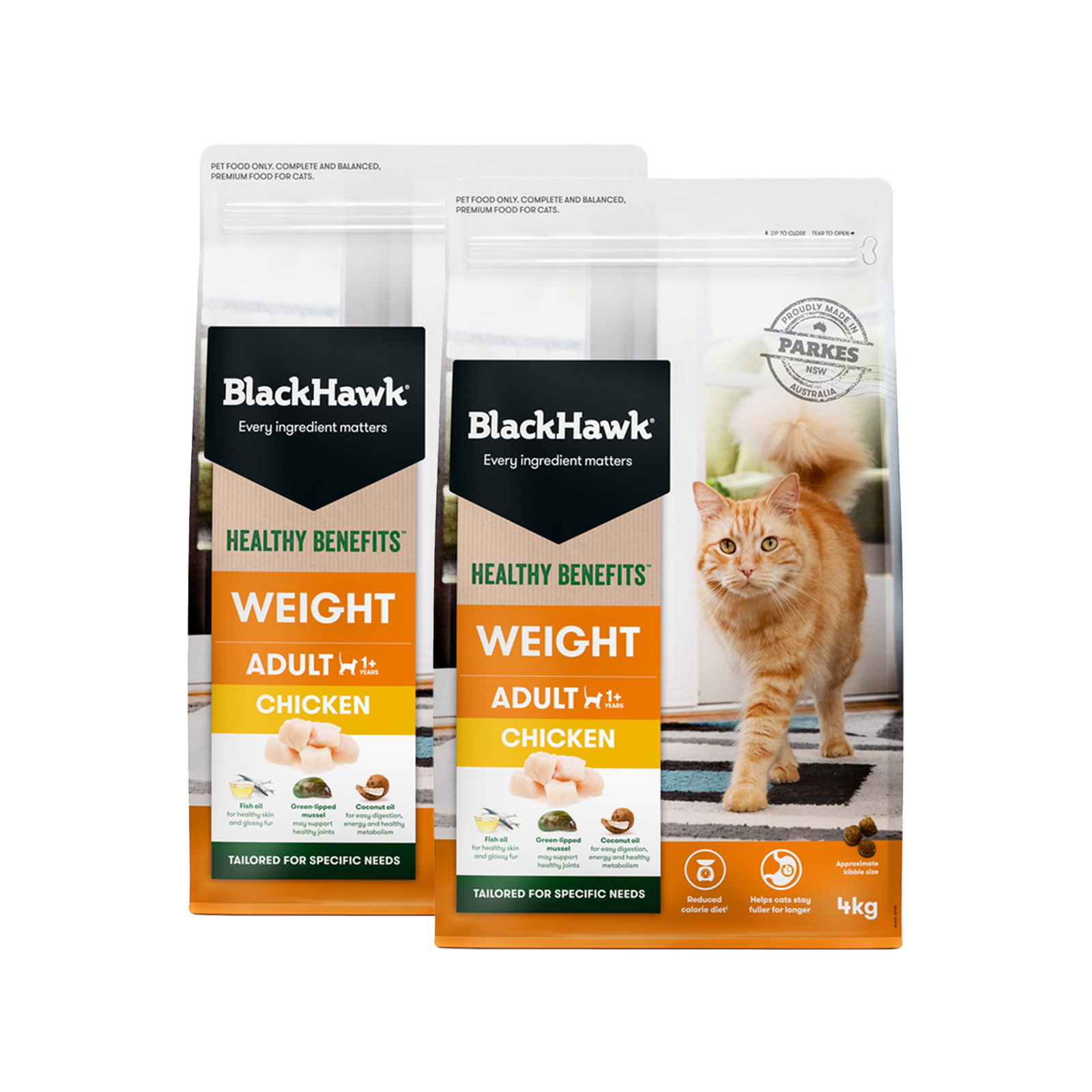 Black Hawk Healthy Benefits Weight Chicken Adult Dry Cat Food 8kg - $146.32