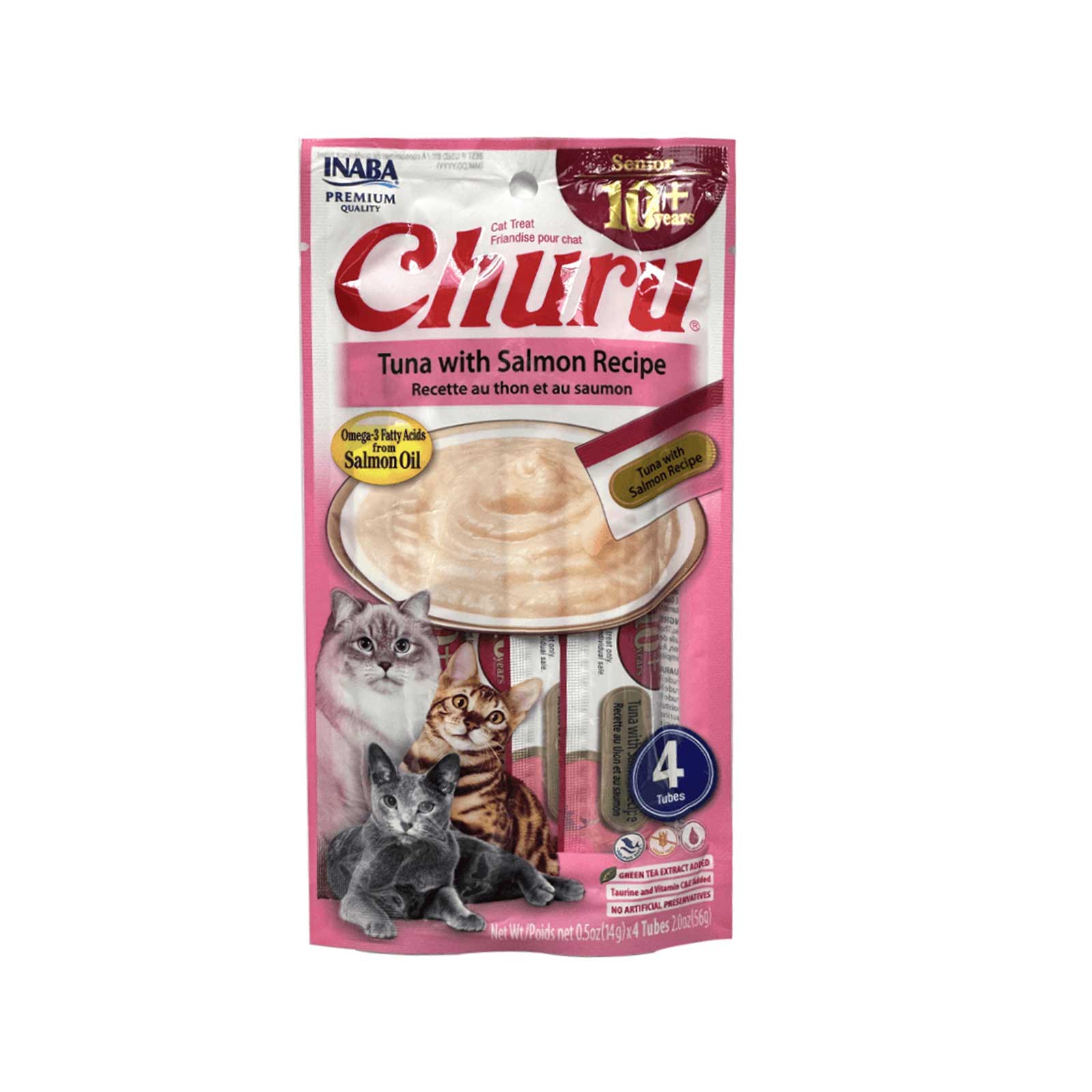 Inaba Churu Senior 10+ Tuna With Salmon Recipe Grain Free Creamy Puree ...