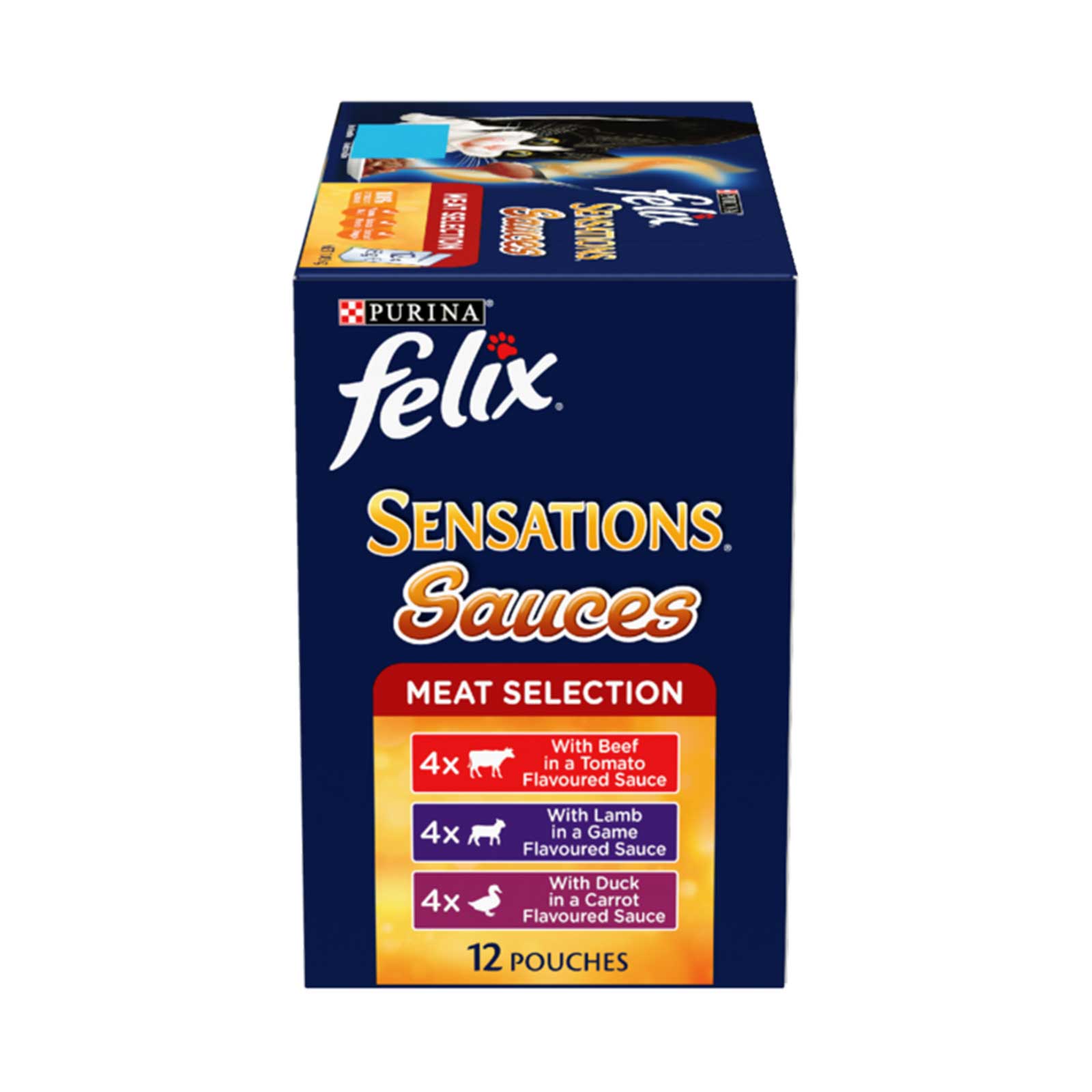 Felix Sensations Sauces Meat Selection Adult Pouches Wet Cat Food 85g x ...