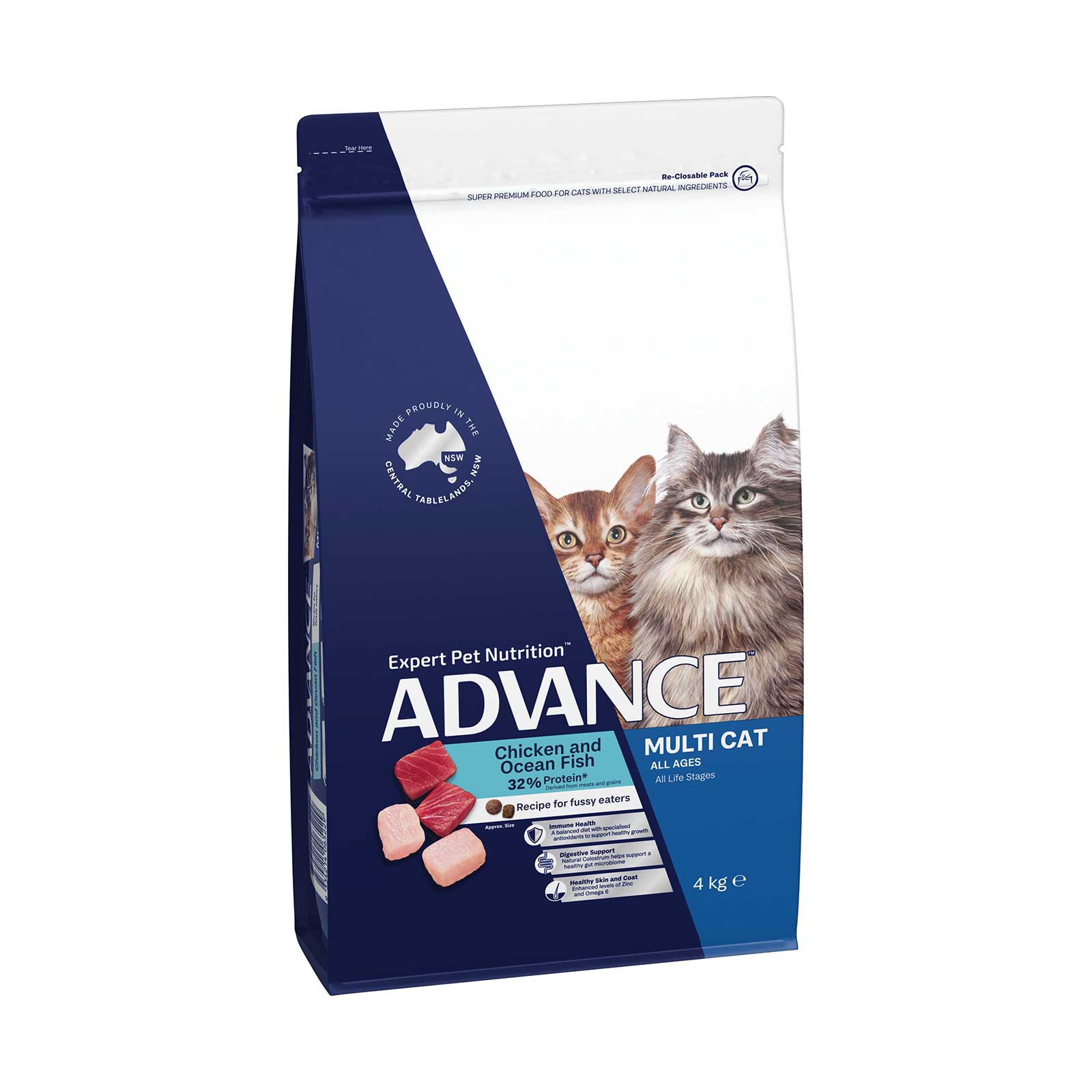 Advance MultiCat Chicken And Ocean Fish All Life Stages Dry Cat Food ...