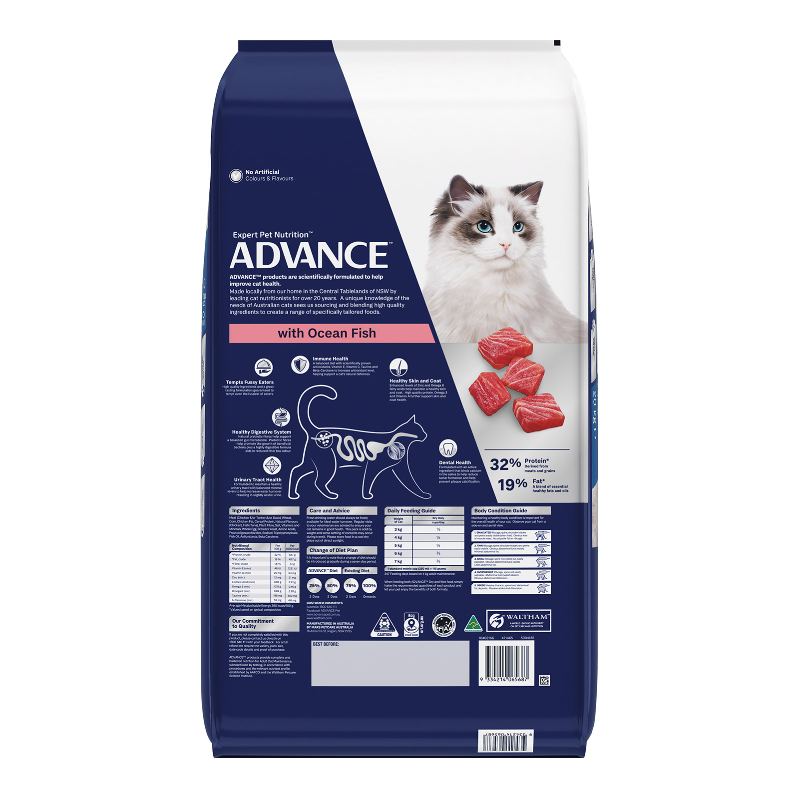Advance Ocean Fish Adult Dry Cat Food 20kg - $163.34