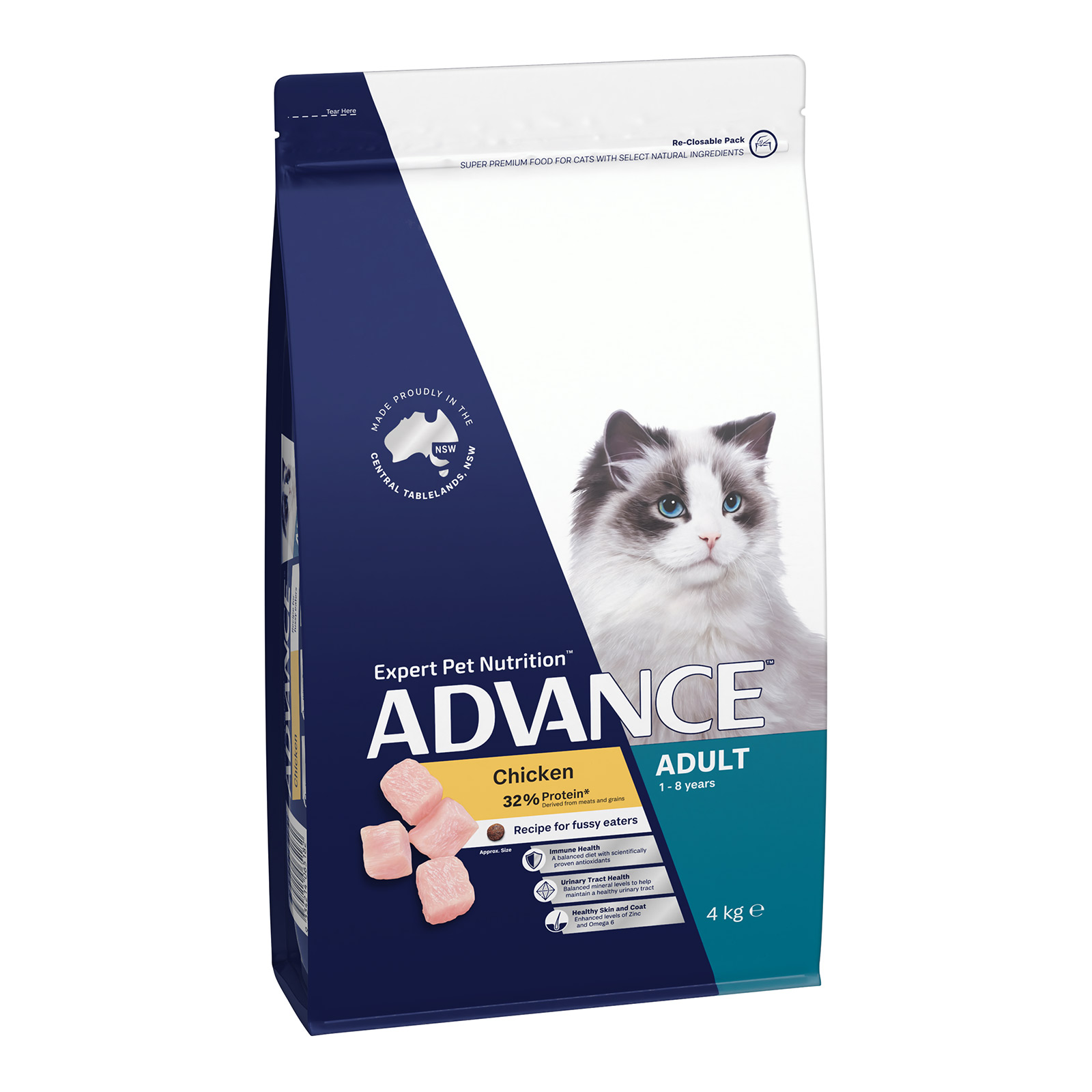 Advance Chicken Adult Dry Cat Food 4kg - $64.68