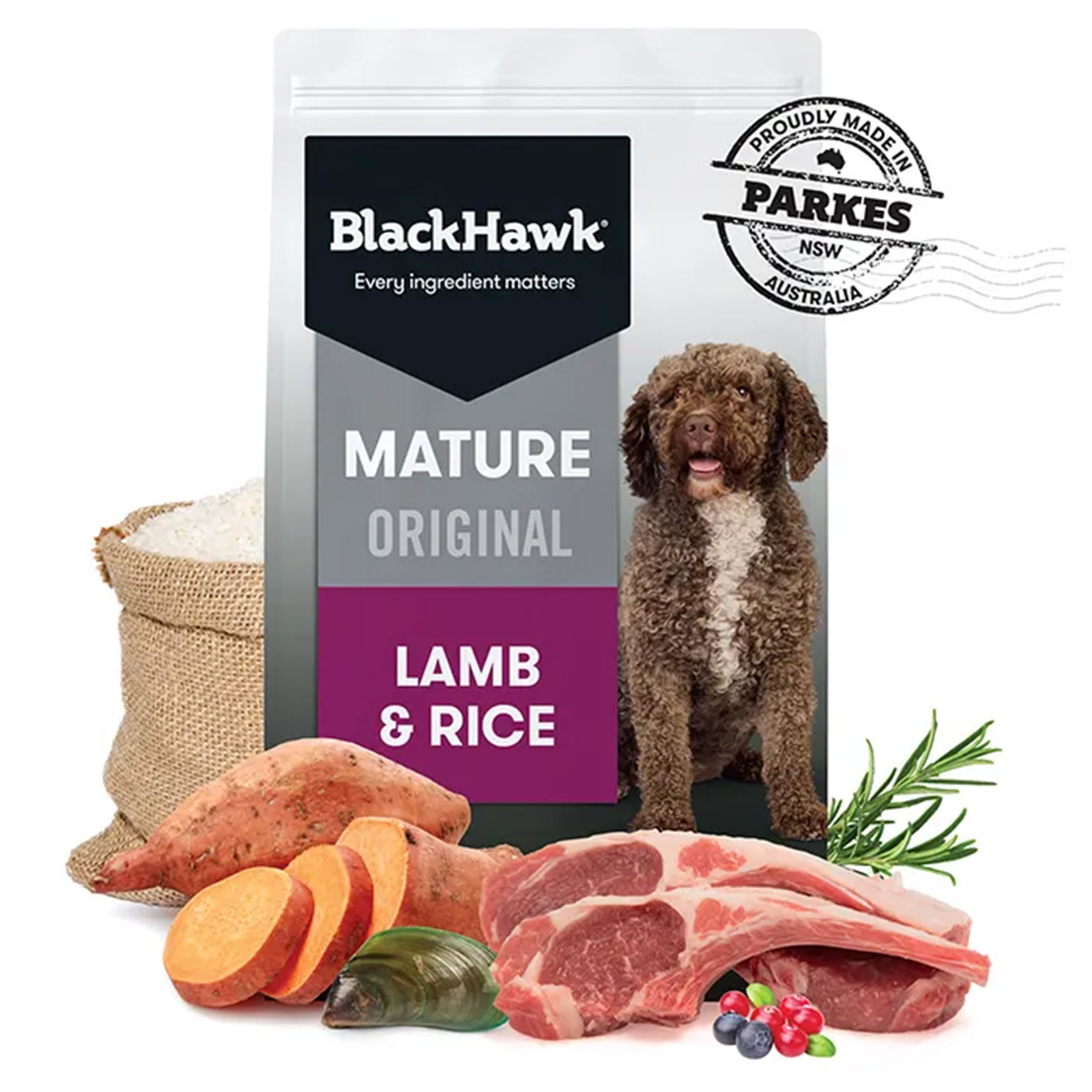 Black Hawk Original Mature 7+ Lamb And Rice Dry Dog Food 20kg - $189.11