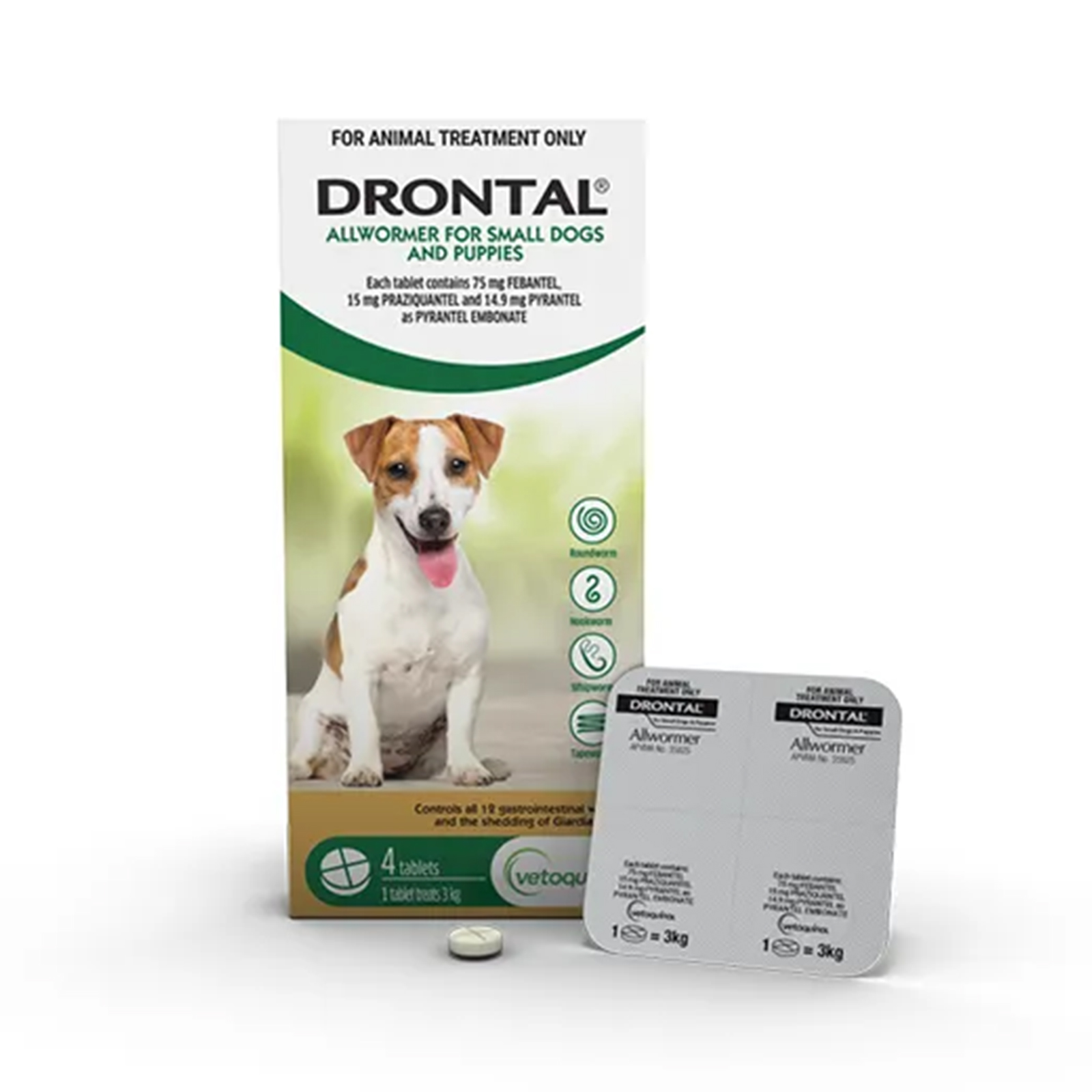 Drontal Allwormer For Dogs Small And Puppies Up To 3kg 4 Tablets - $15.00