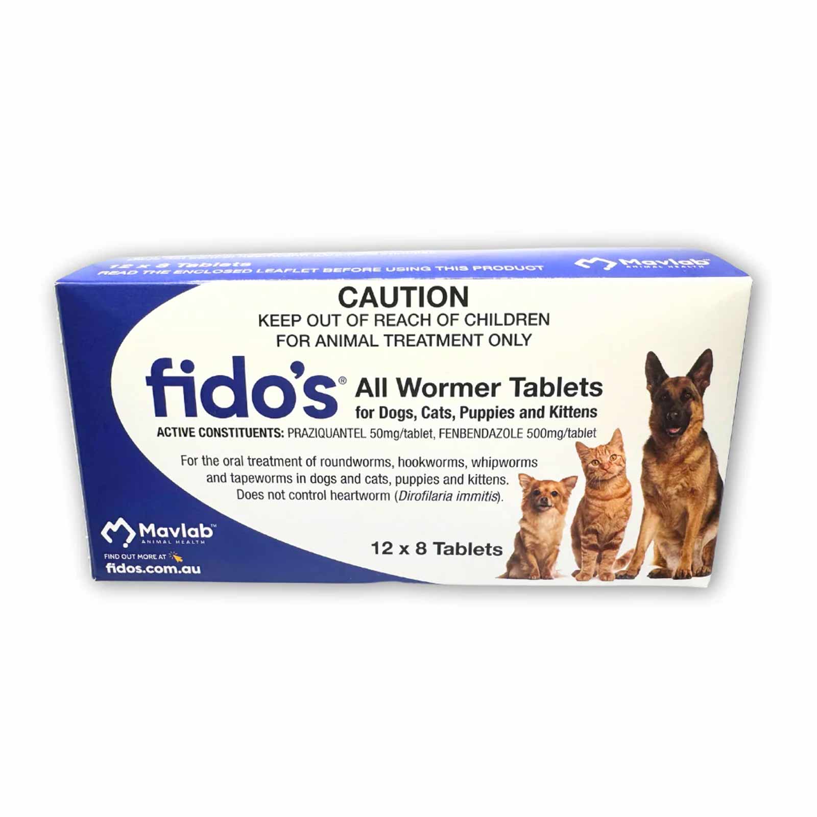 Fidos All Wormer Tablets For Dogs Puppies Cats and Kittens 1-10kg 96 ...
