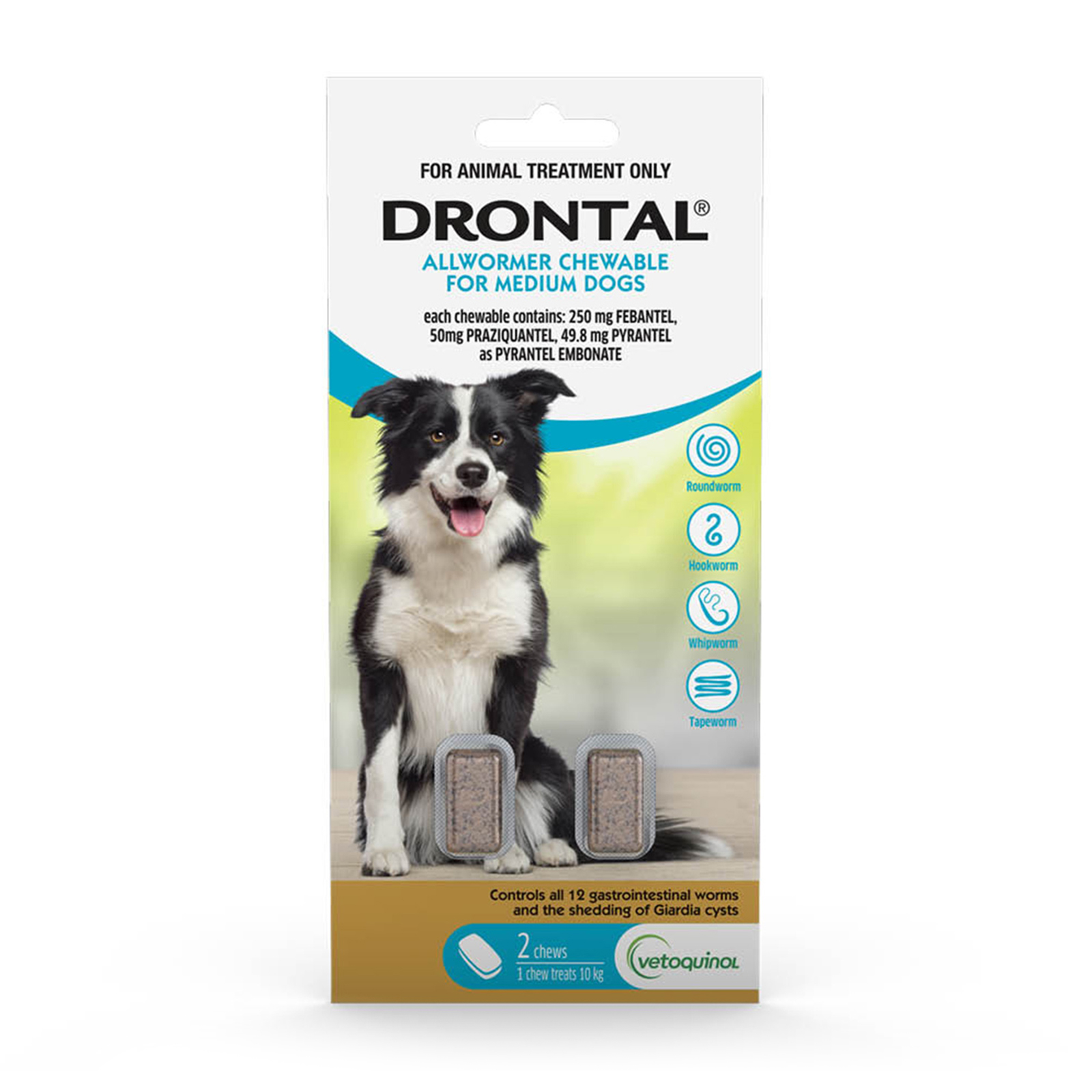 Drontal Allwormer For Dogs Medium 3-10kg 2 Chews - $20.79
