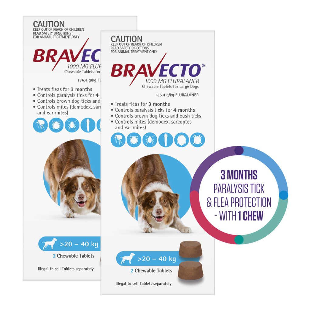 Bravecto For Large Dogs 20-40kg 4 Chews - $195.99