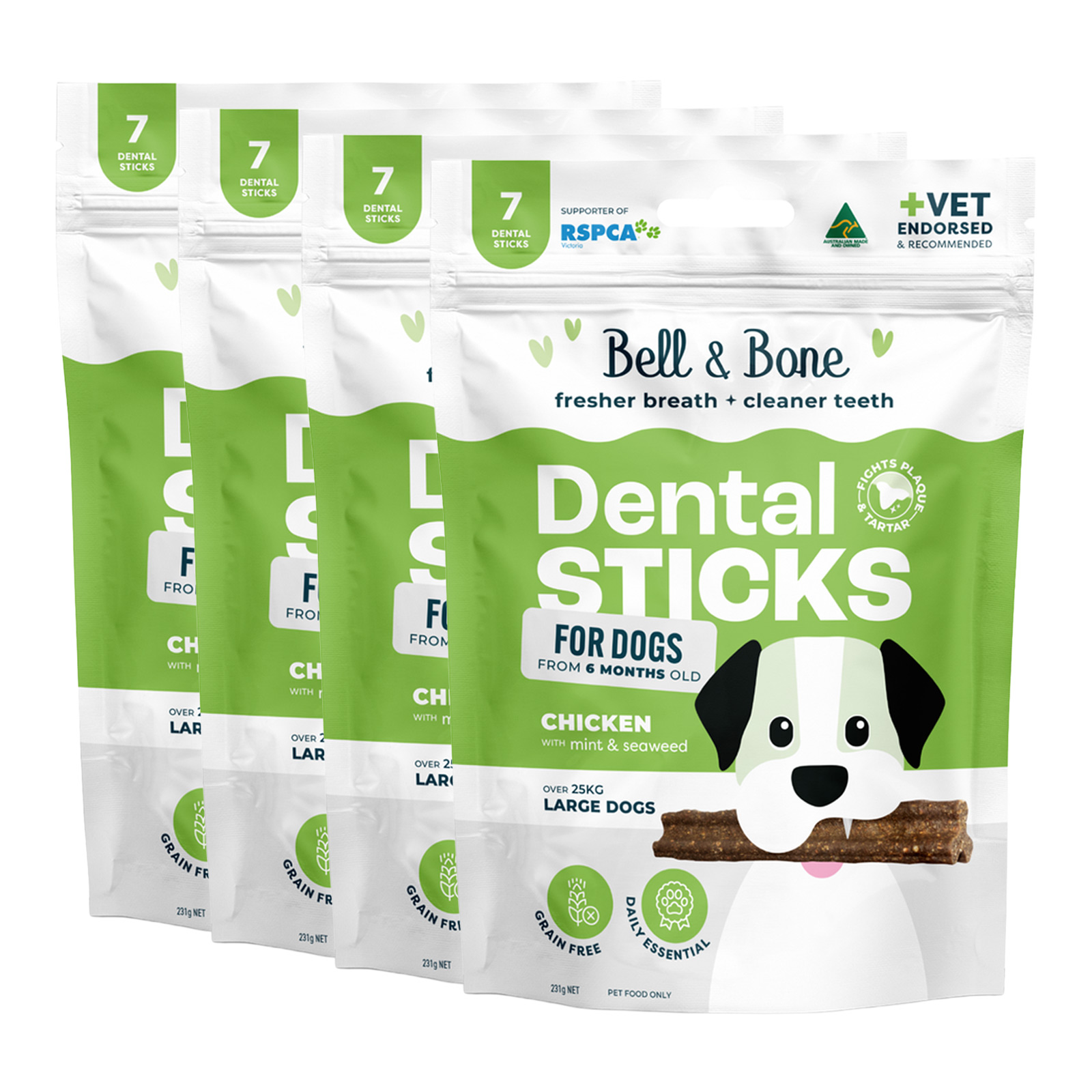 Bell And Bone Dental Sticks Chicken With Mint and Seaweed for Large ...