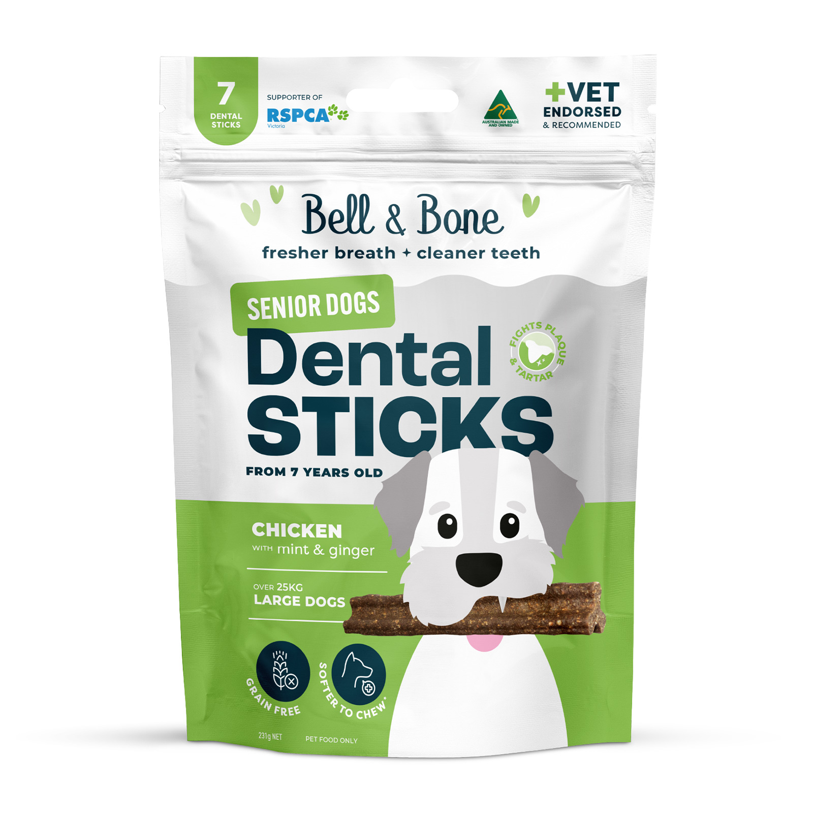 Bell And Bone Senior Dental Sticks Chicken With Mint and Ginger for ...