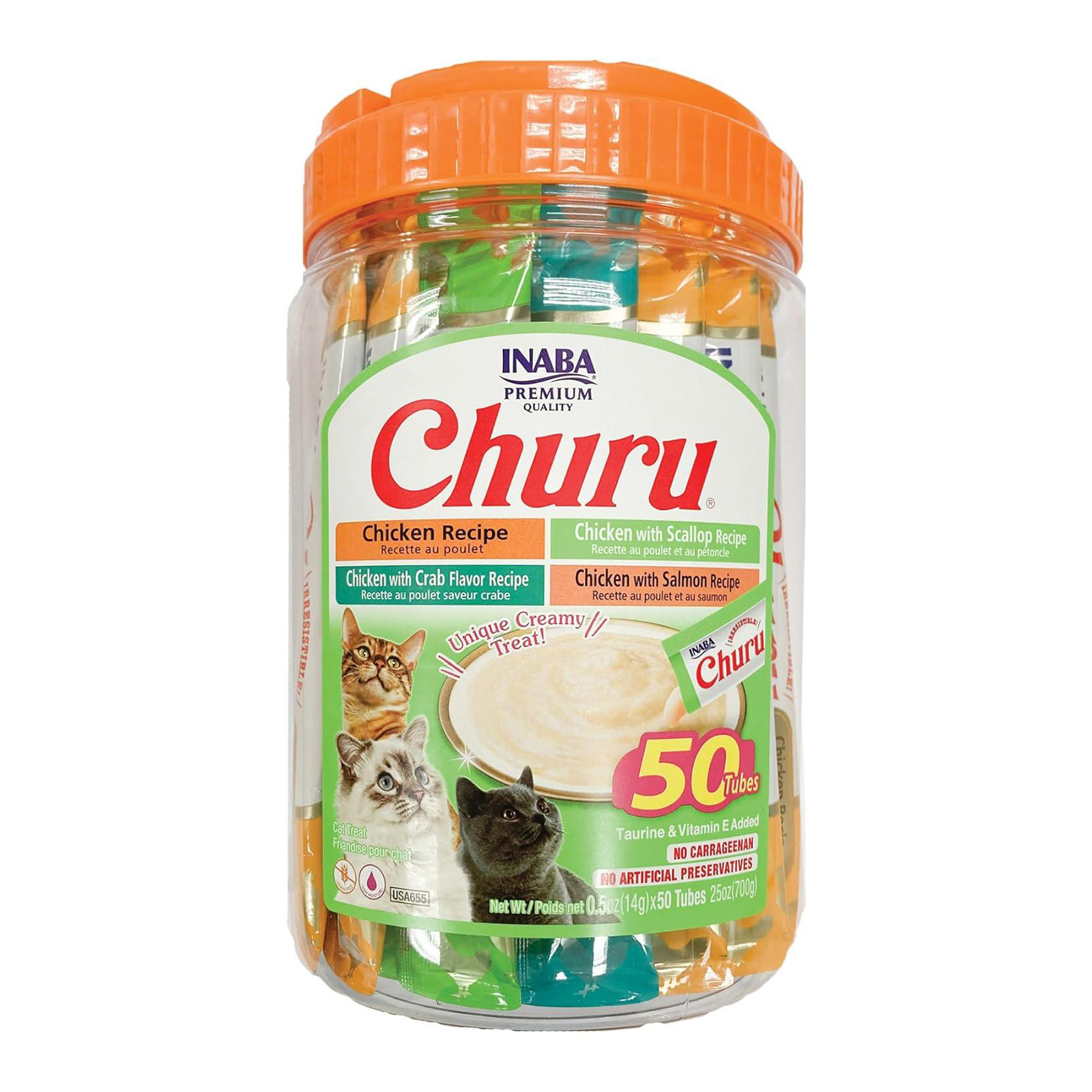 Inaba Churu Creamy Puree Chicken Seafood Varieties Tub Treats For Cats ...
